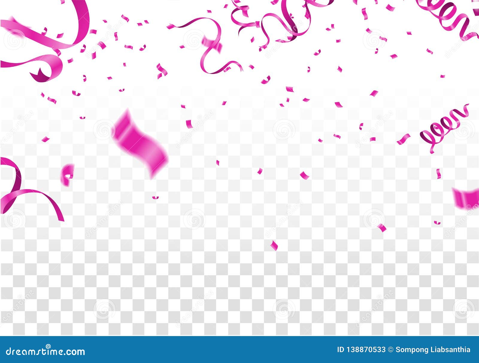Many Falling Pink Tiny Confetti Isolated on White Background. Vector ...