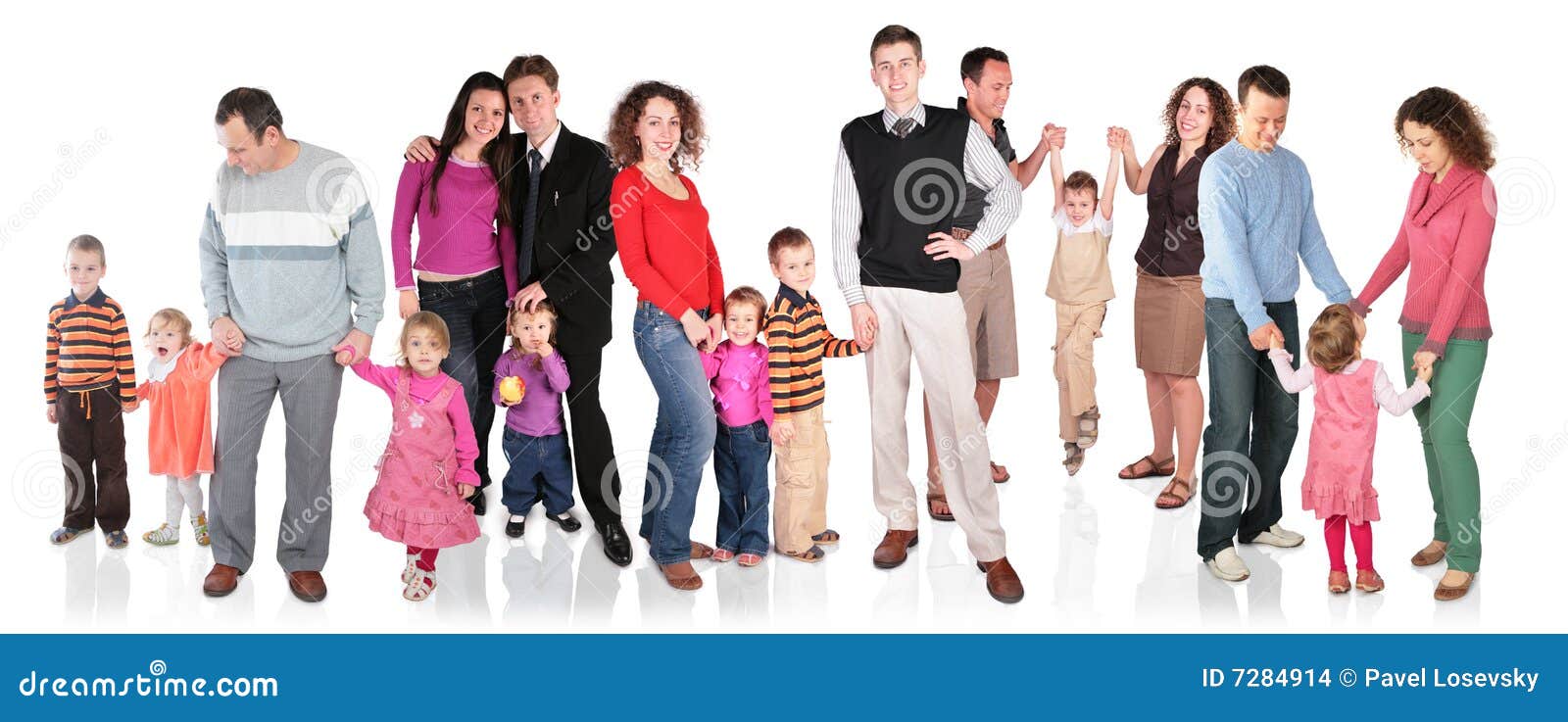 Many Family with Children Group Isolated Stock Photo - Image of crowd ...