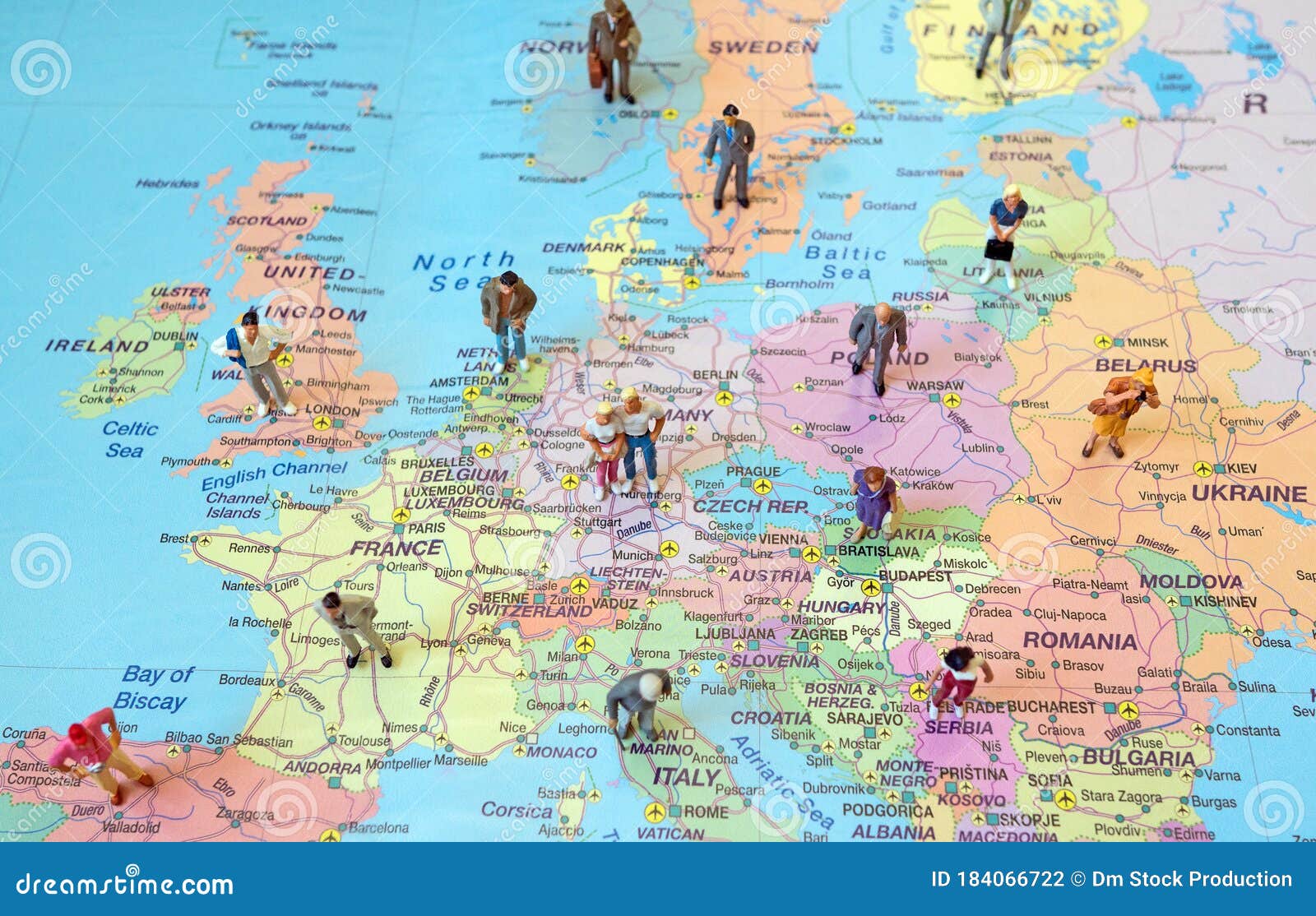 Many Figures of People are Placed on Europe Map. Stock Photo - Image of ...