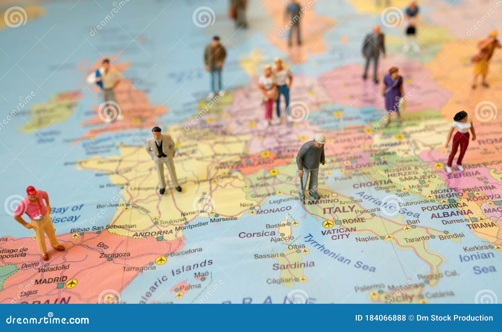 Many Figures of People are Placed on Europe Map. Stock Photo - Image of ...