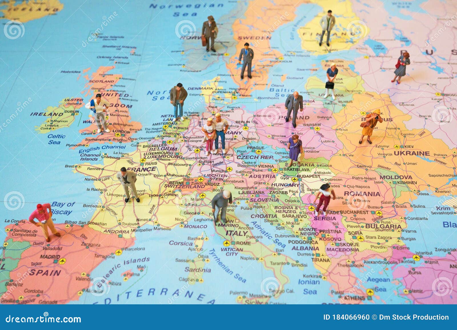Many Figures of People are Placed on Europe Map. Stock Photo - Image of ...