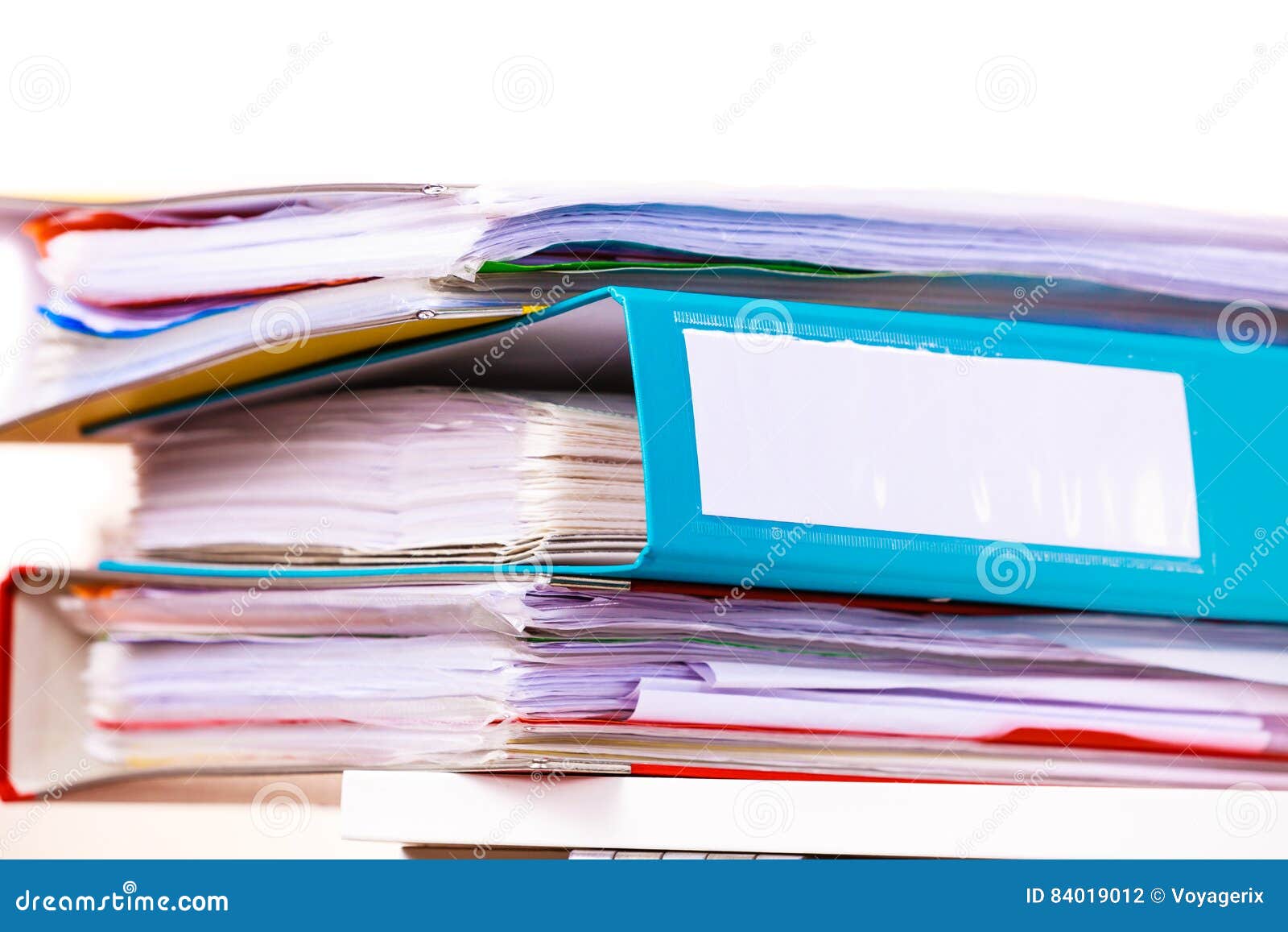 Many File Folders, Ring Binders on Office Table Stock Photo - Image of ...
