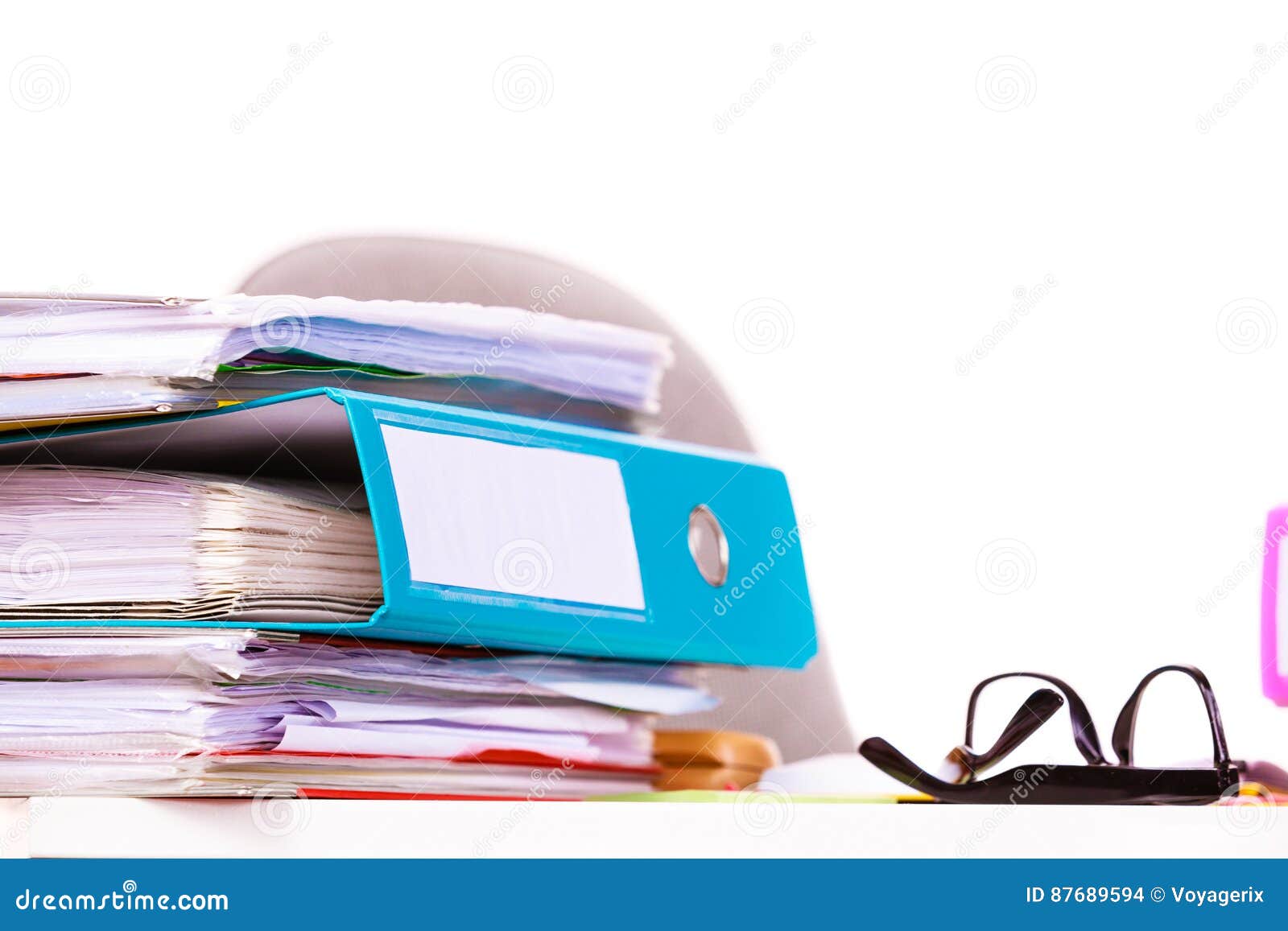 Many File Folders, Ring Binders on Office Table Stock Photo - Image of ...