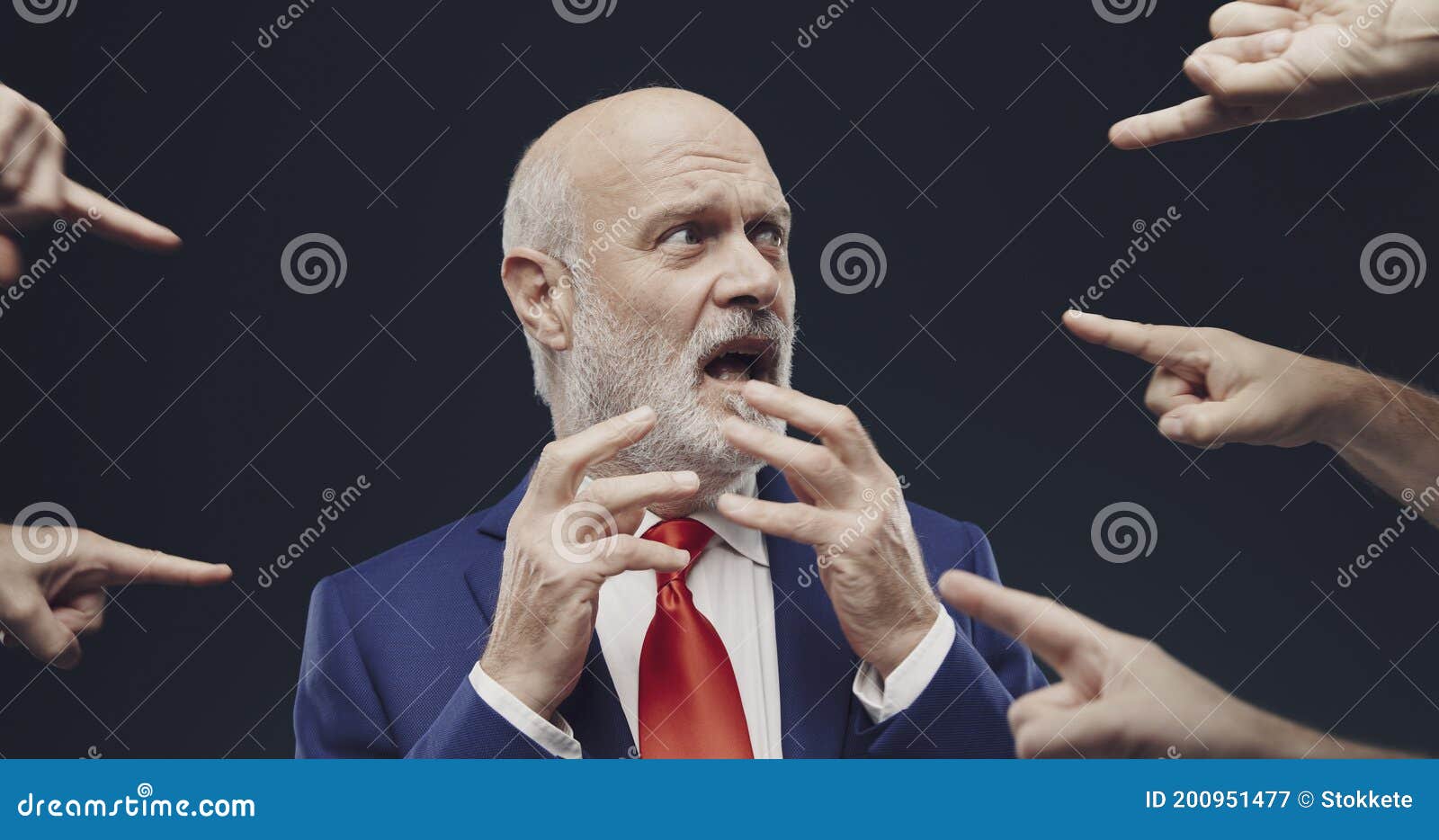 Many Fingers Pointing at One Guilty Businessman Stock Image - Image of ...