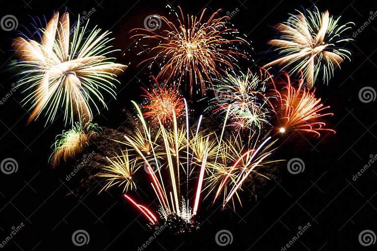 Many Firework Explosions in the Sky Stock Photo - Image of sparkle ...