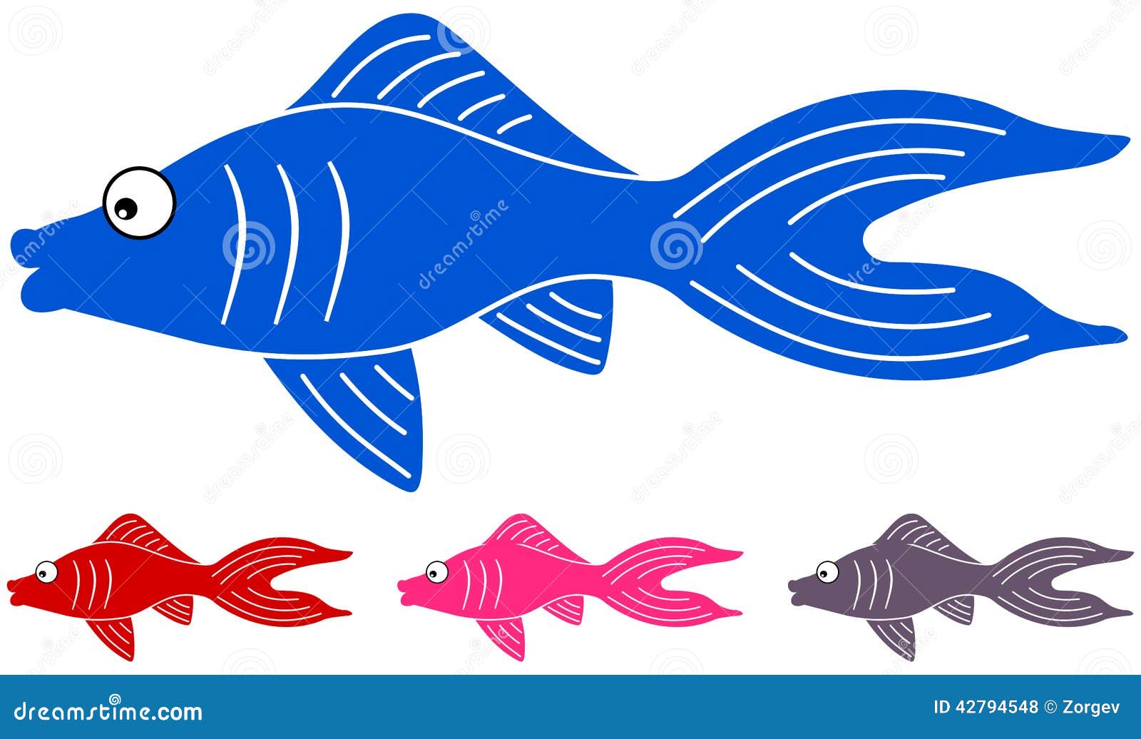 Many Fishes of Different Colors Stock Illustration - Illustration of ...