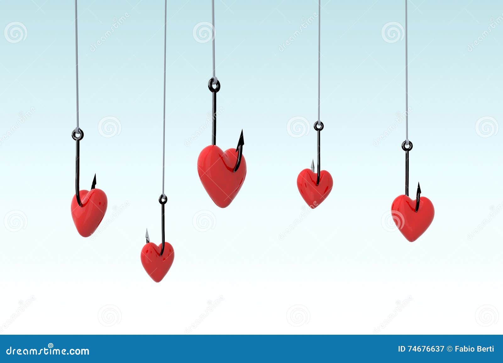 Many Fishing Hook and Hearts Stock Illustration - Illustration of decoy ...