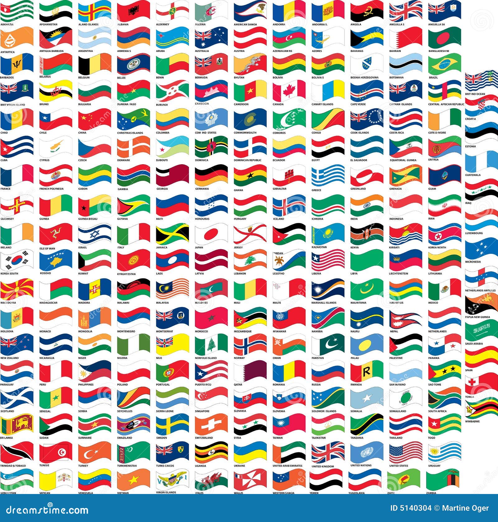 Many flag in wave shape stock vector. Illustration of continent - 5140304