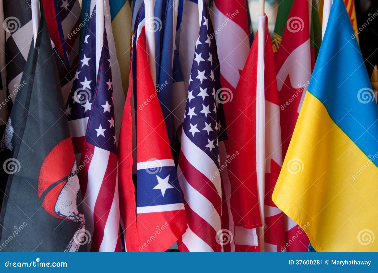 Many Flags Of The World On The Facade Of A Historic Building Stock ...