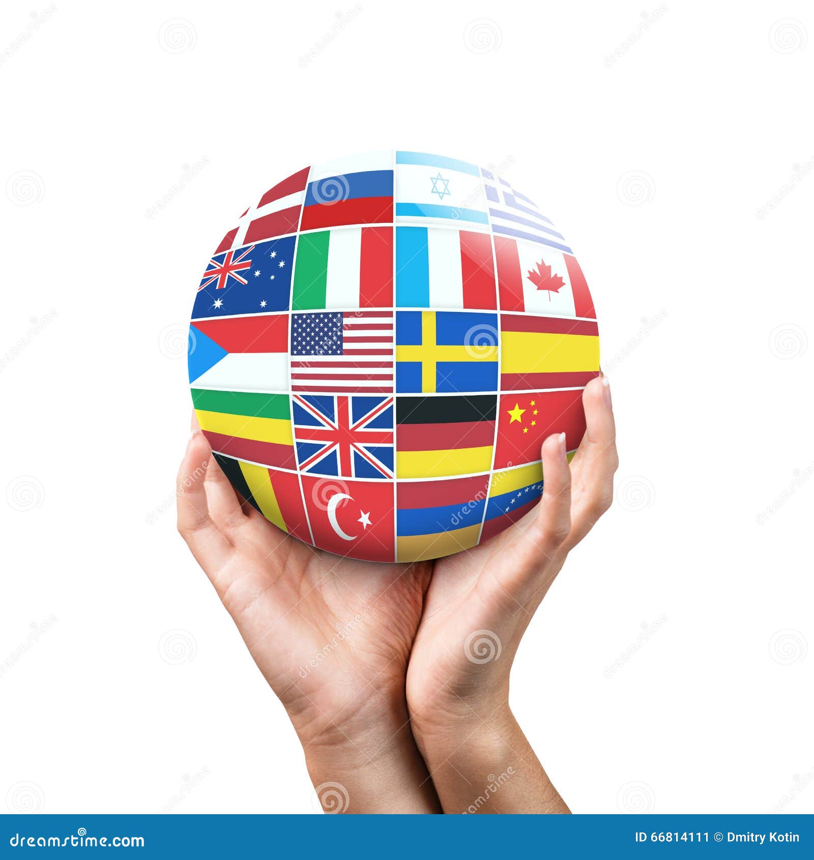 Many Flags Of The World On The Facade Of A Historic Building Stock ...