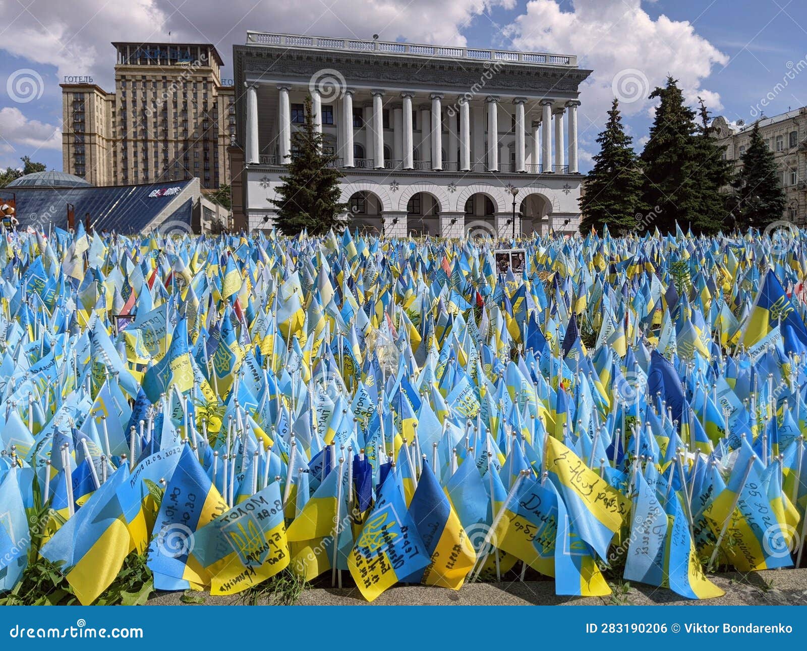 Many Flags of Ukraine in Memory of Fallen Soldiers Stock Photo - Image ...