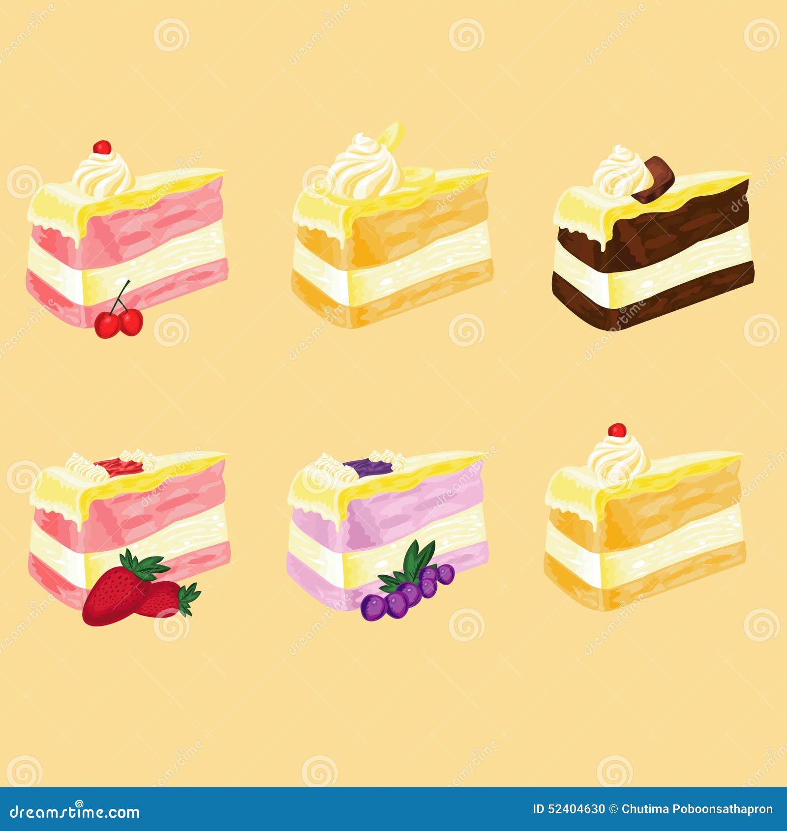 Many flavor of cake stock illustration. Illustration of cooking - 52404630