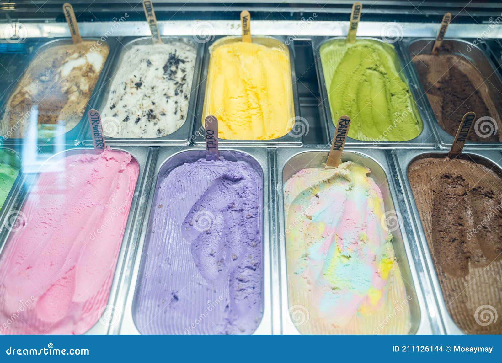 Many Flavors Ice Cream in Ice Cream Shop Stock Photo - Image of cold ...