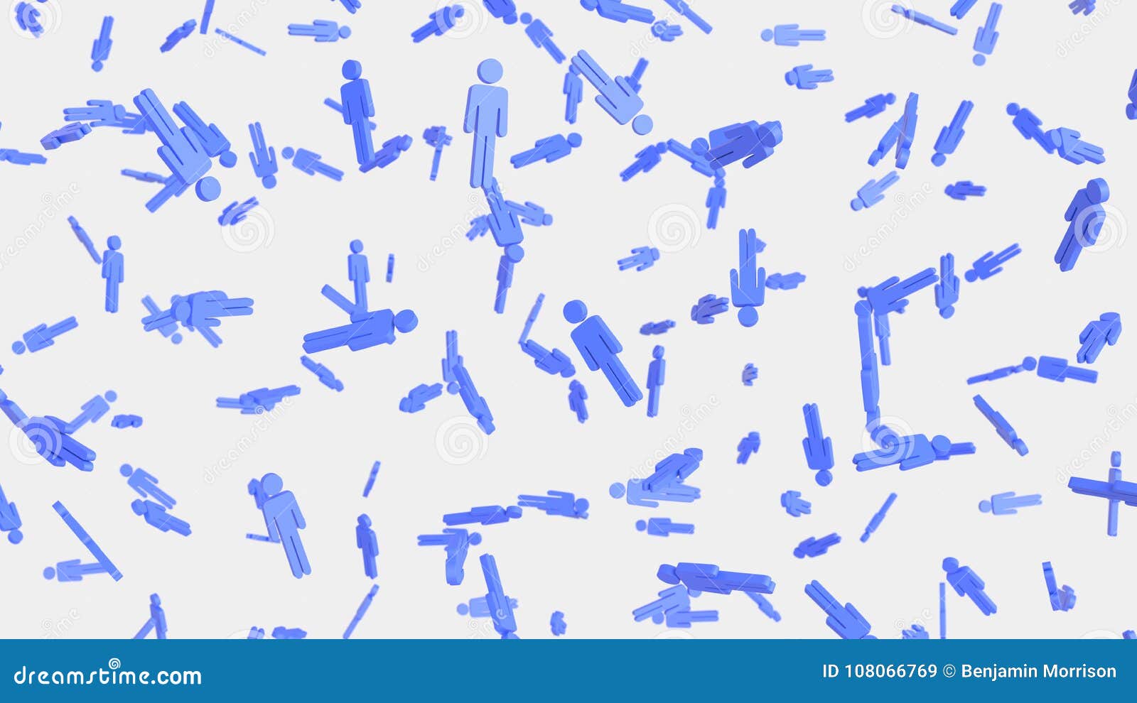 Numerous Floating Blue Men Symbols on a Simple Light Background Stock ...