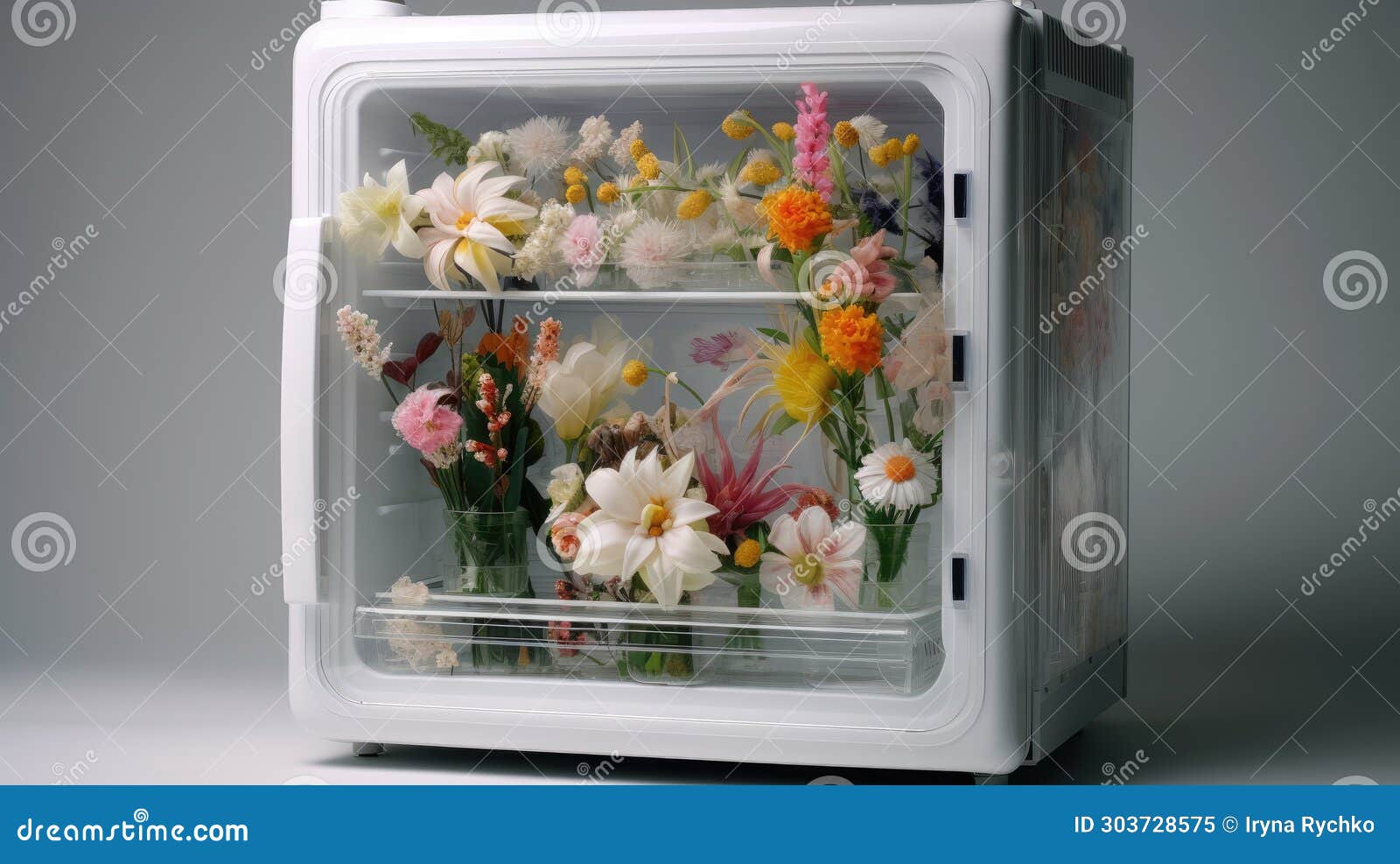 Many Flowers in Refrigerator Room for Flowers Stock Image - Image of ...
