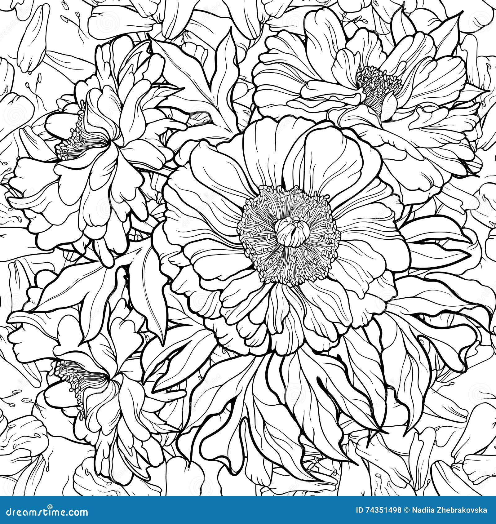 Many Flowers. Seamless Pattern Stock Vector - Illustration of design ...