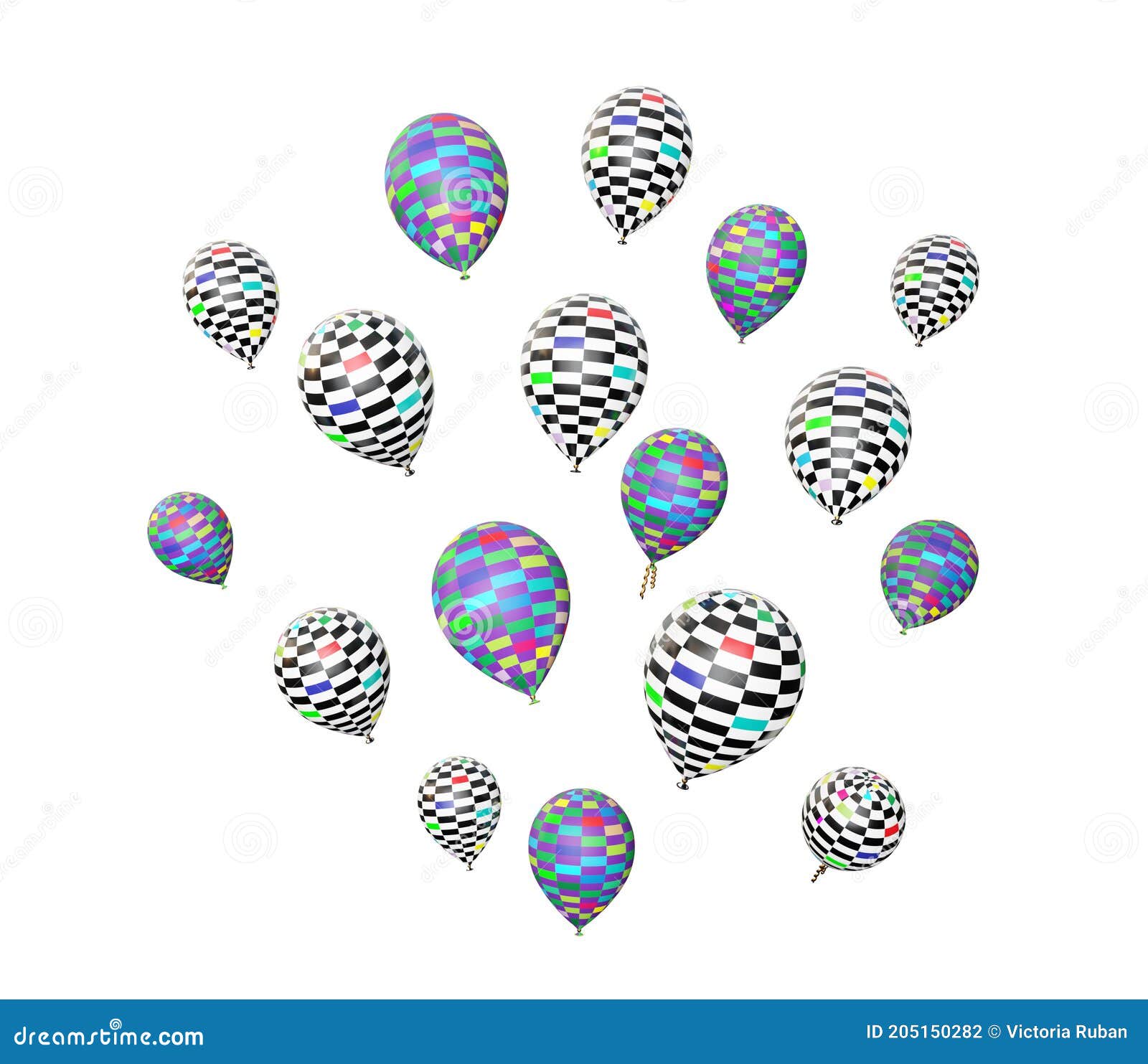 Many Flying Beautiful Checkered Balloons Stock Photo - Illustration of ...