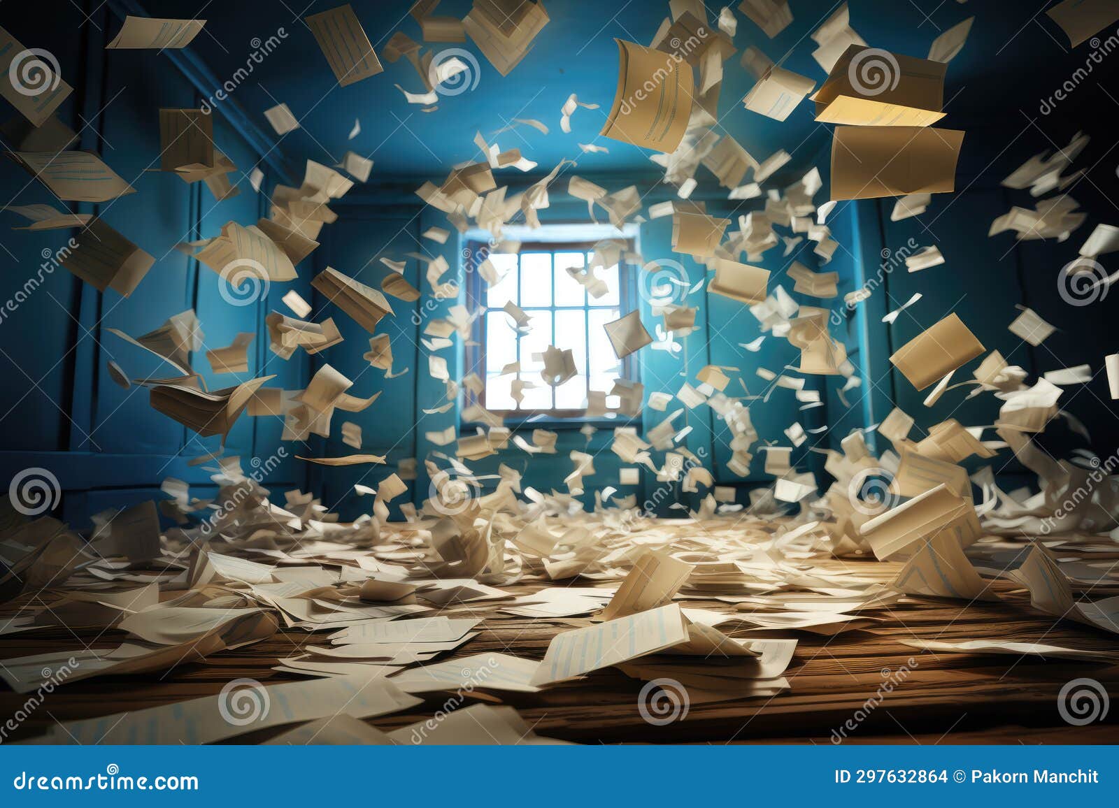 Many Flying Business Documents Stock Photo - Image of chaos, pile ...