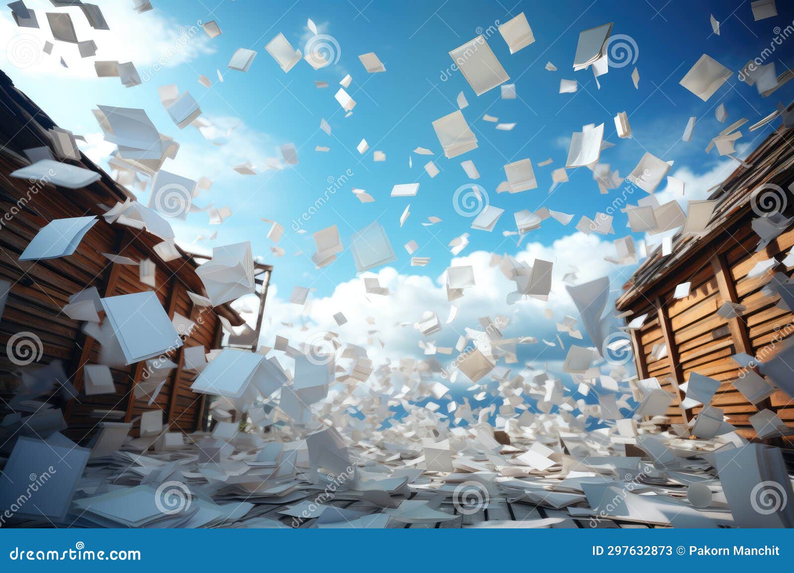 Many Flying Business Documents Stock Image - Image of object, report ...