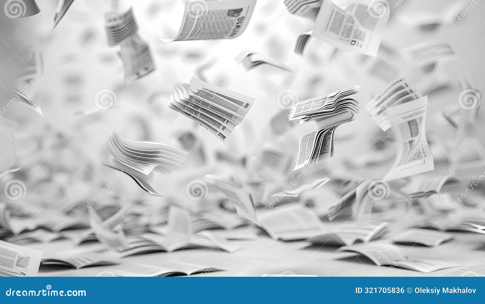 Many Flying Newspapers on White Background Stock Illustration ...