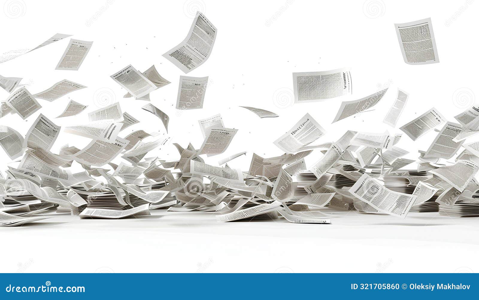 Many Flying Newspapers on White Background Stock Illustration ...