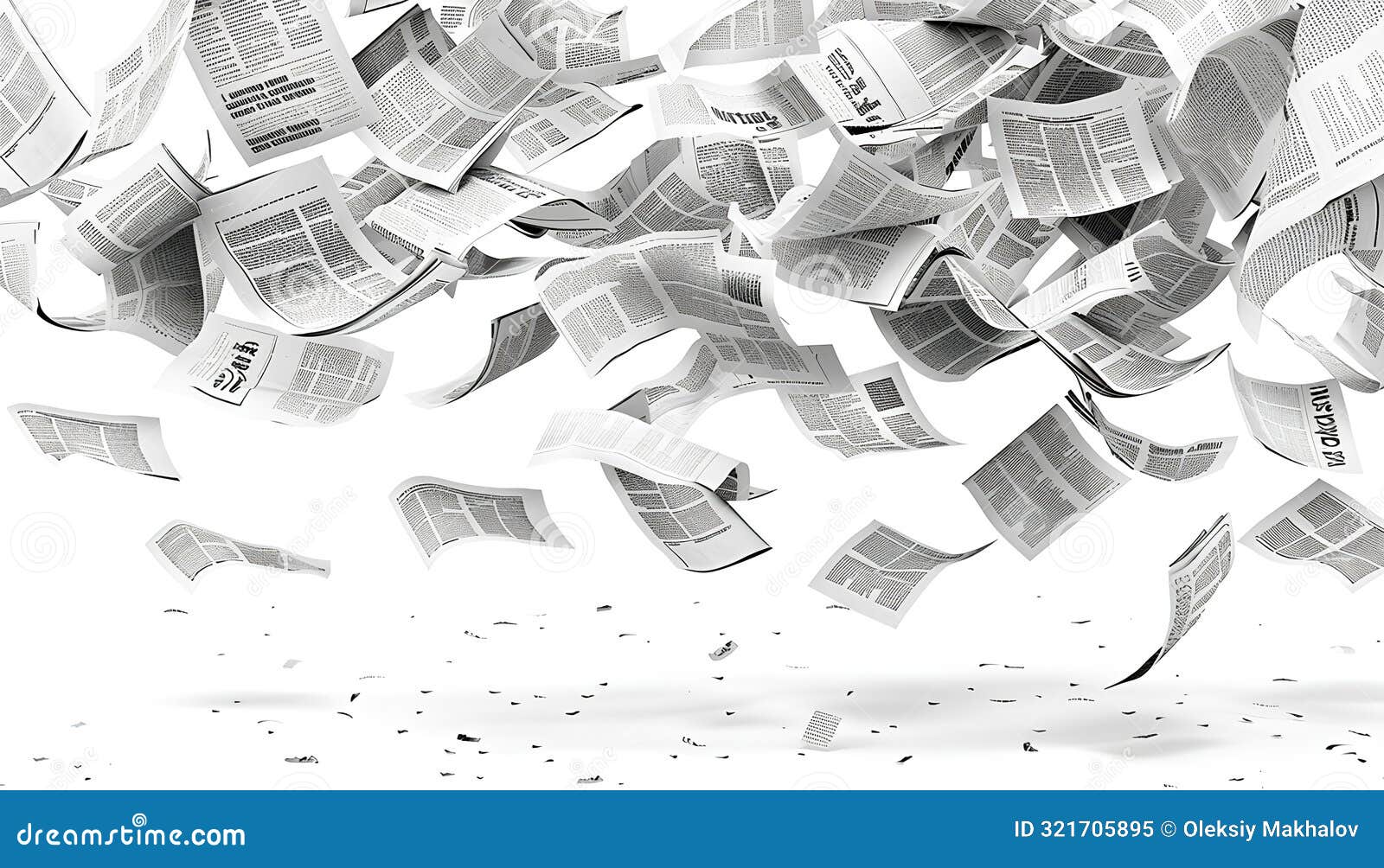 Many Flying Newspapers on White Background Stock Illustration ...