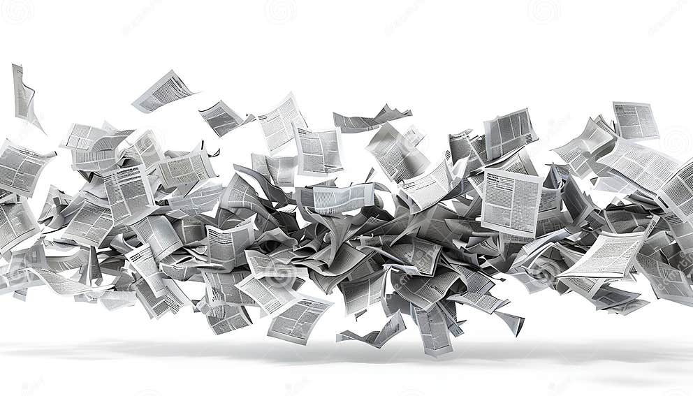 Many Flying Newspapers on White Background Stock Illustration ...