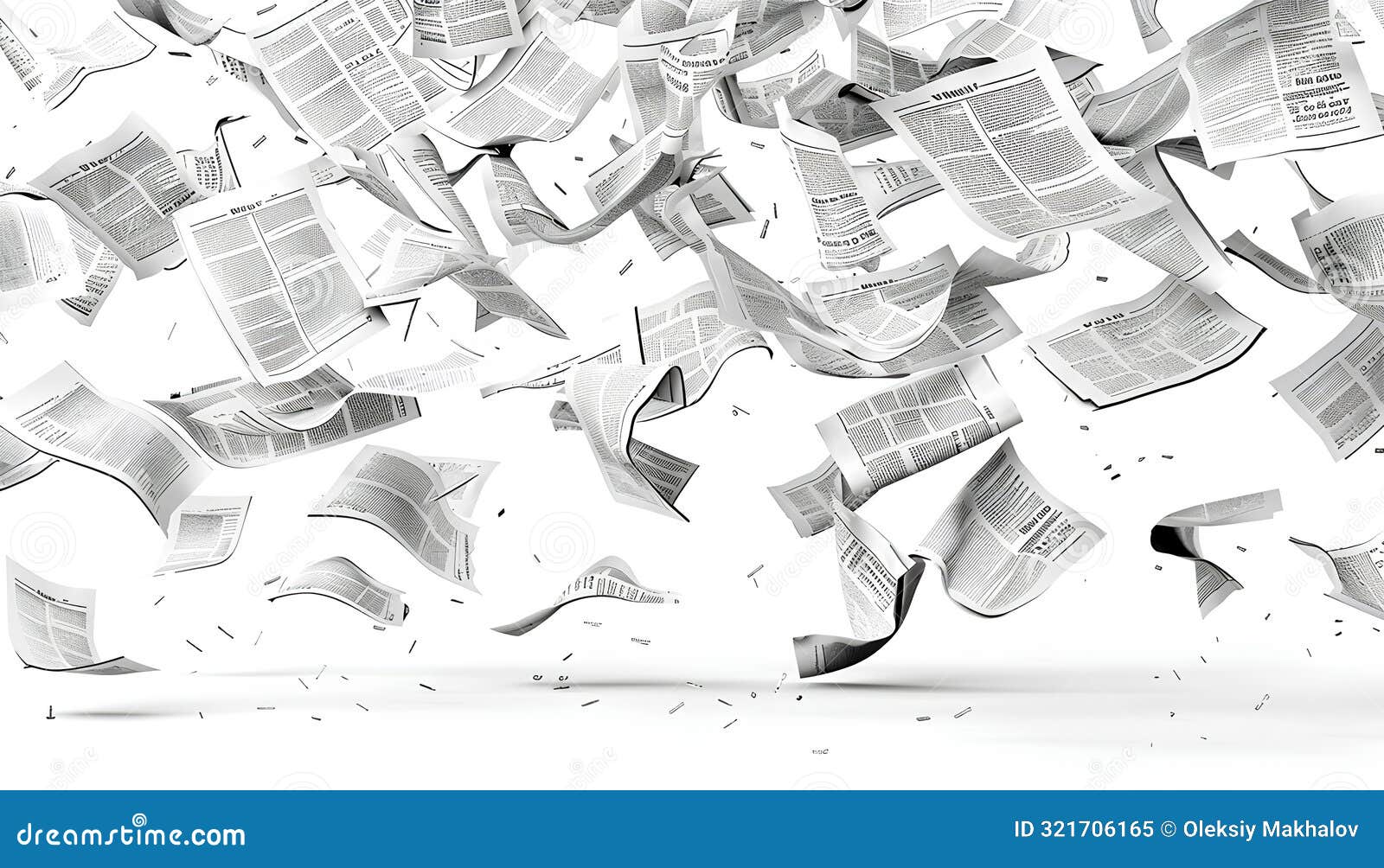 Many Flying Newspapers on White Background Stock Illustration ...