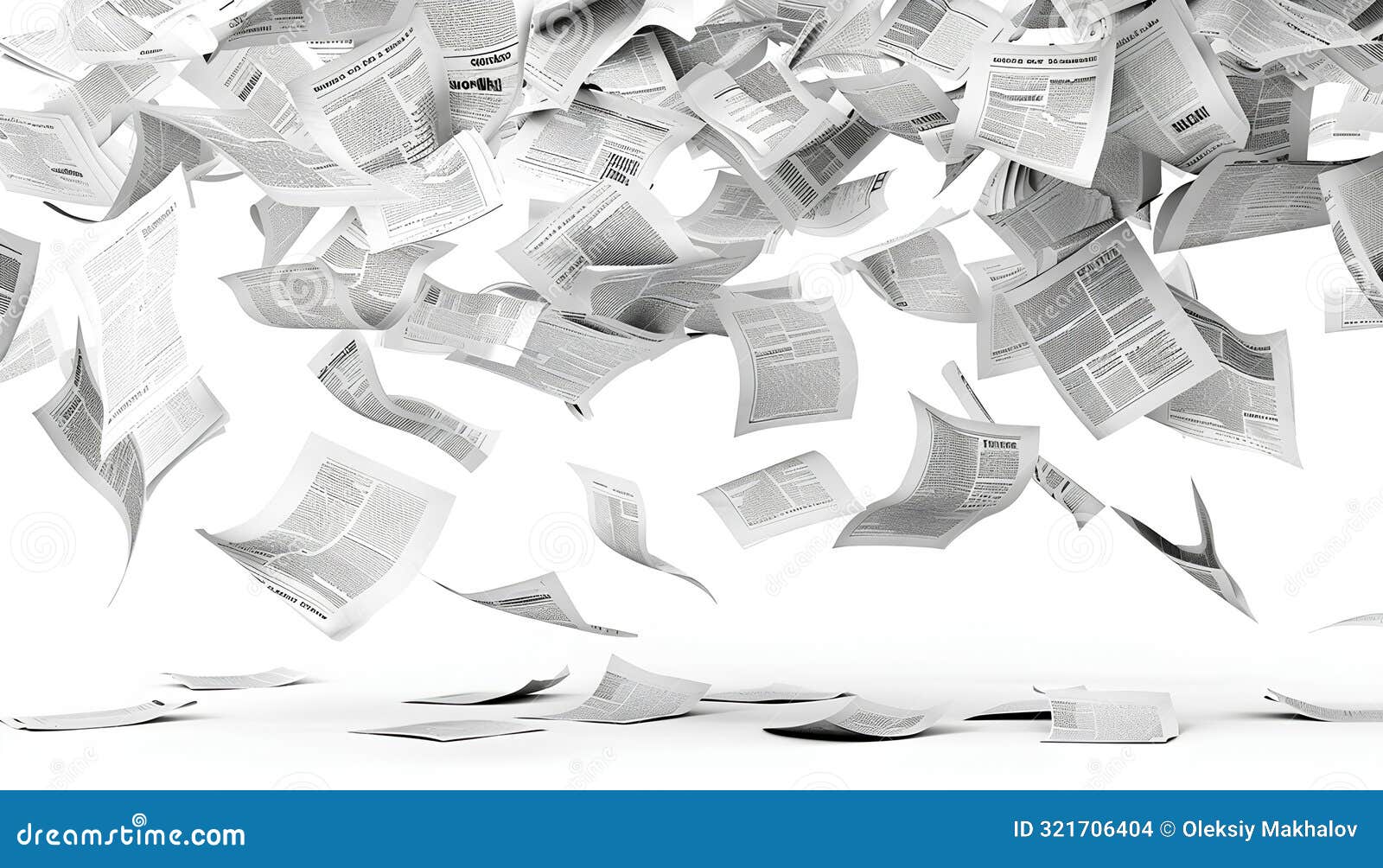 Many Flying Newspapers on White Background Stock Illustration ...