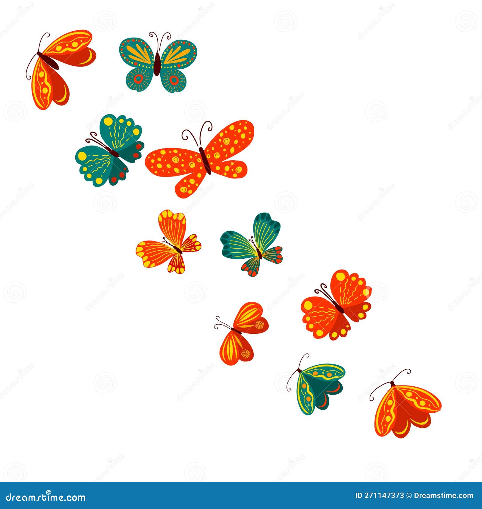 Many Flying Simple Butterflies. Vector Illustration Stock Vector ...