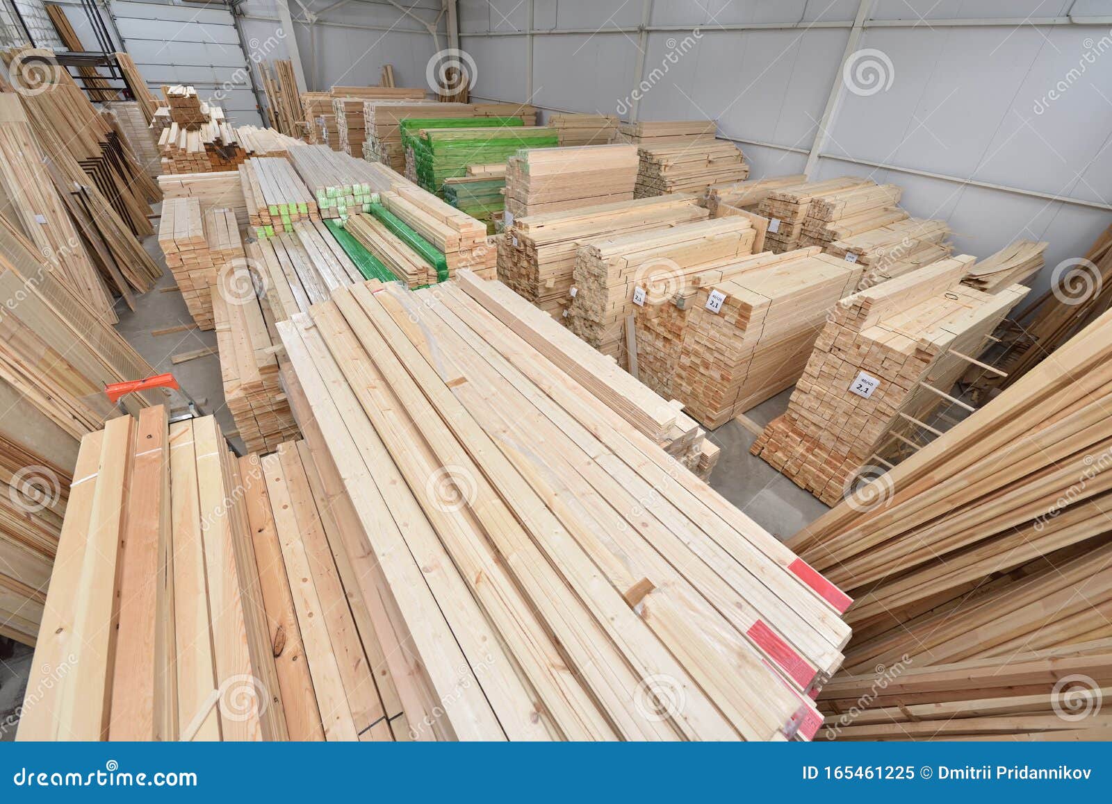 Many Folded Wooden Planks In A Warehouse With A Forest Royalty-Free ...