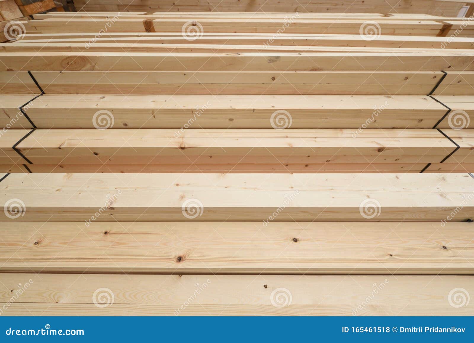 Many Folded Wooden Planks In A Warehouse With A Forest Royalty-Free ...