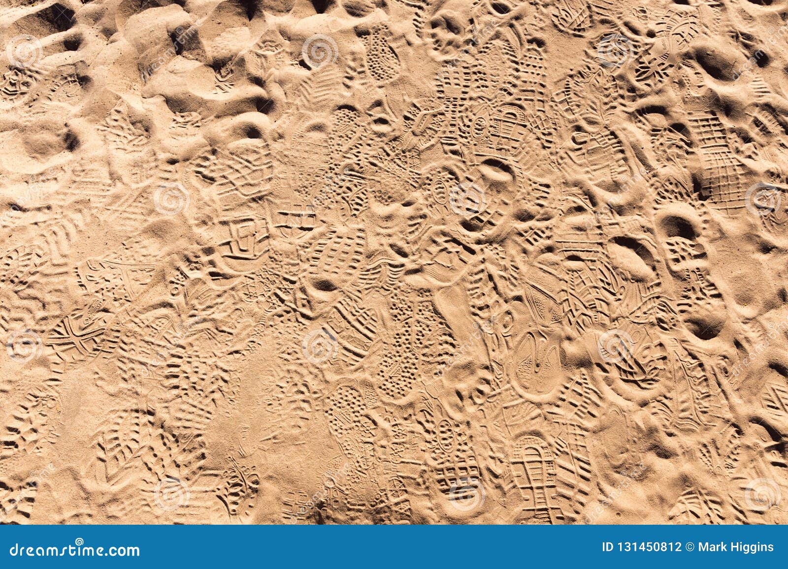 Many Footprints On Desert Sand Texture Or Beach Sand Background Stock ...