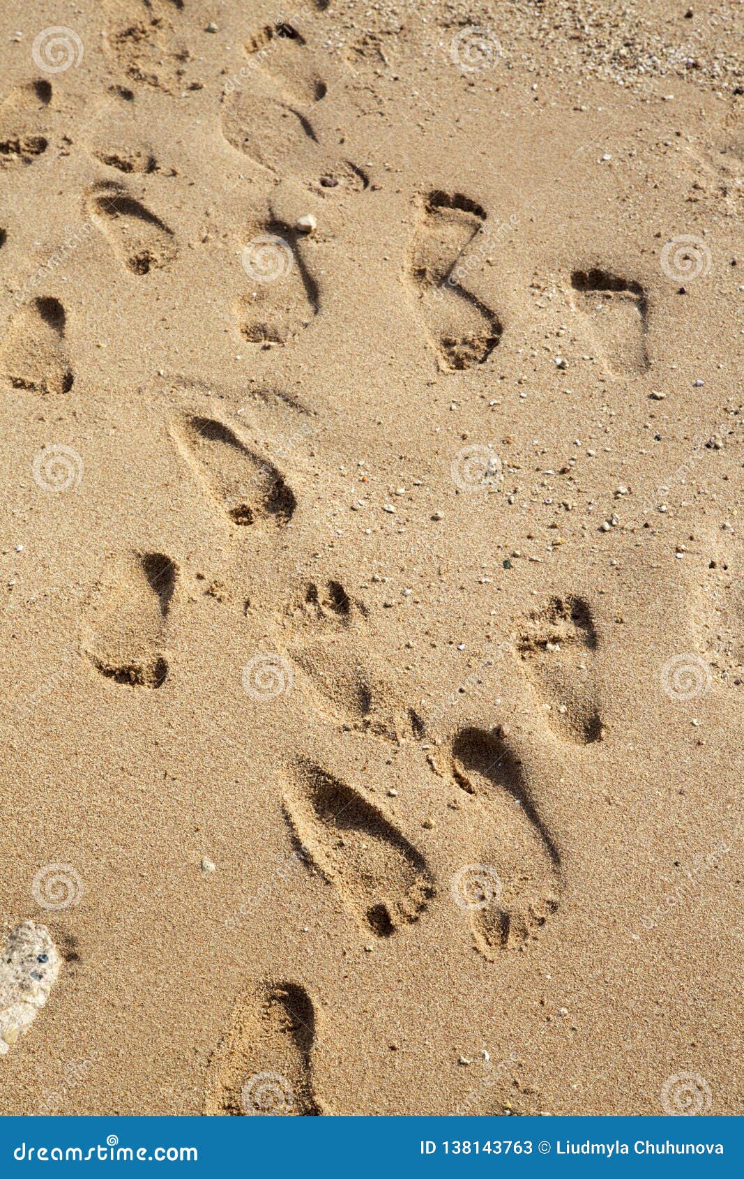 Many Footprints on Sand on the Beach Stock Image - Image of human ...