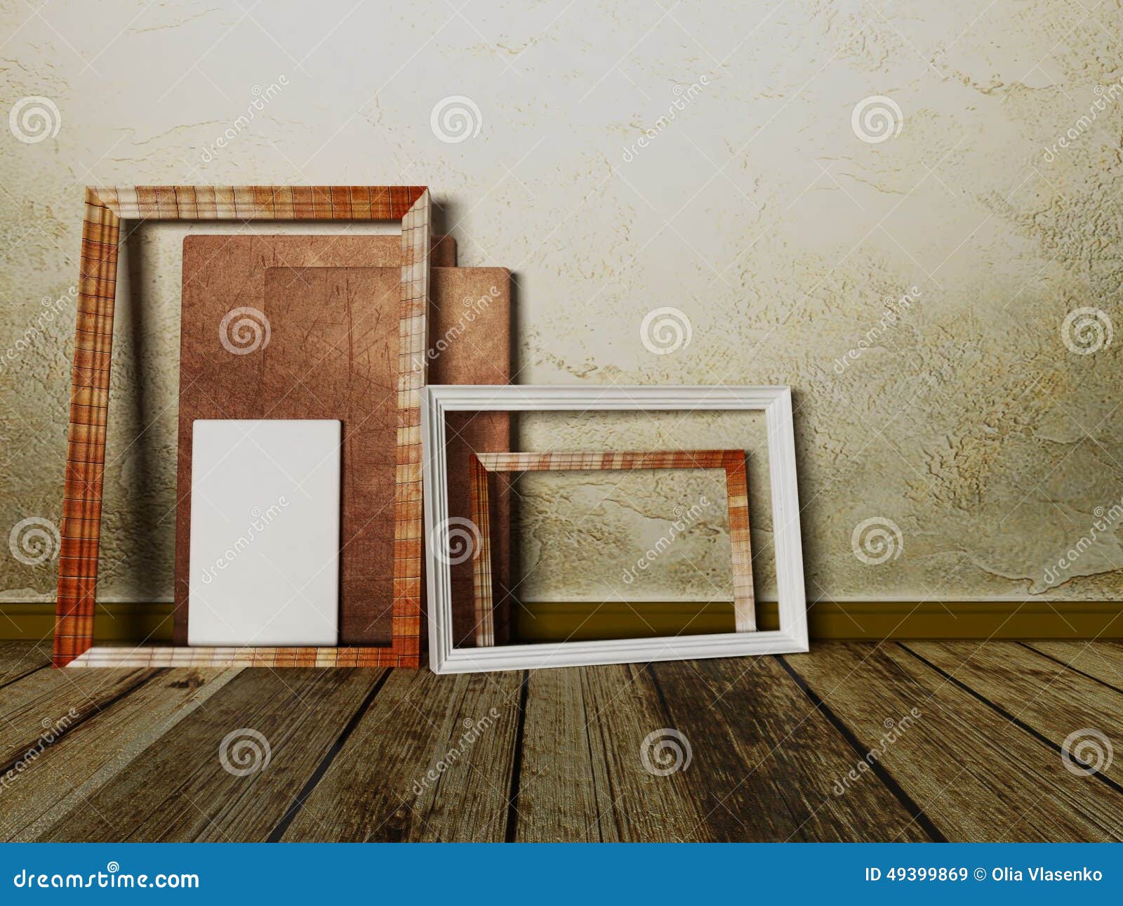 Many Frames and Canvases on the Floor Stock Illustration - Illustration ...