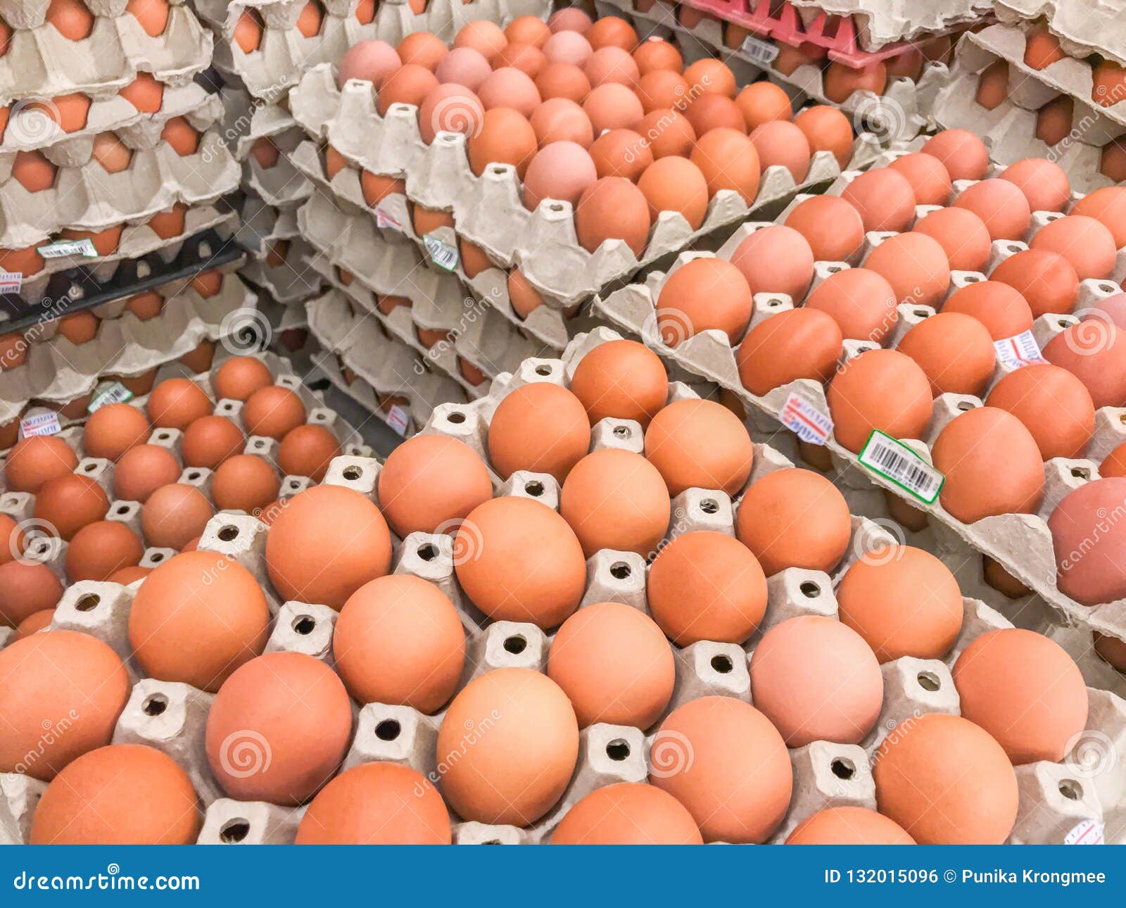 Many Fresh Egg Panel Stacked in Layers Stock Photo - Image of market ...
