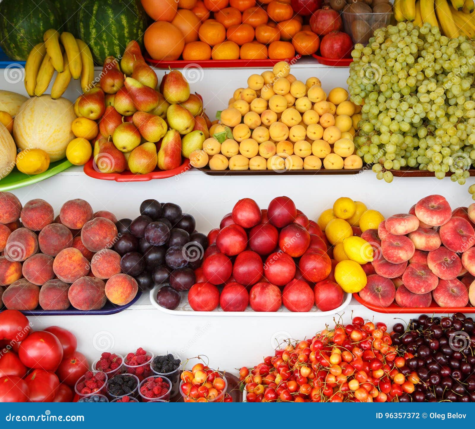 Many Fresh, Ripe and Useful Fruits Lie on the Counter Stock Photo ...