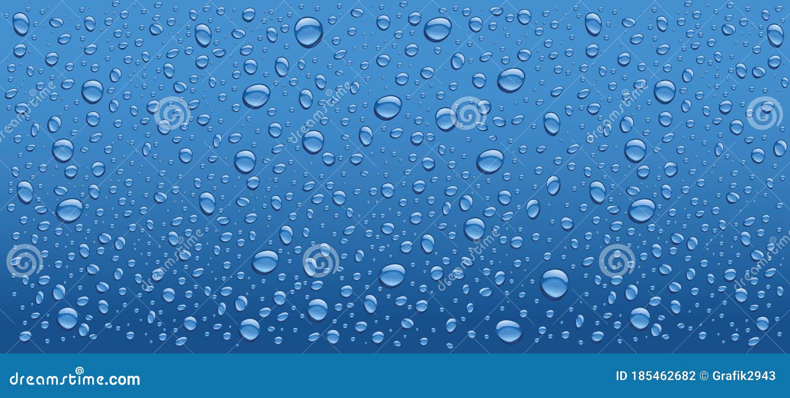Many Fresh Water Drops on Blue Background Stock Vector - Illustration ...