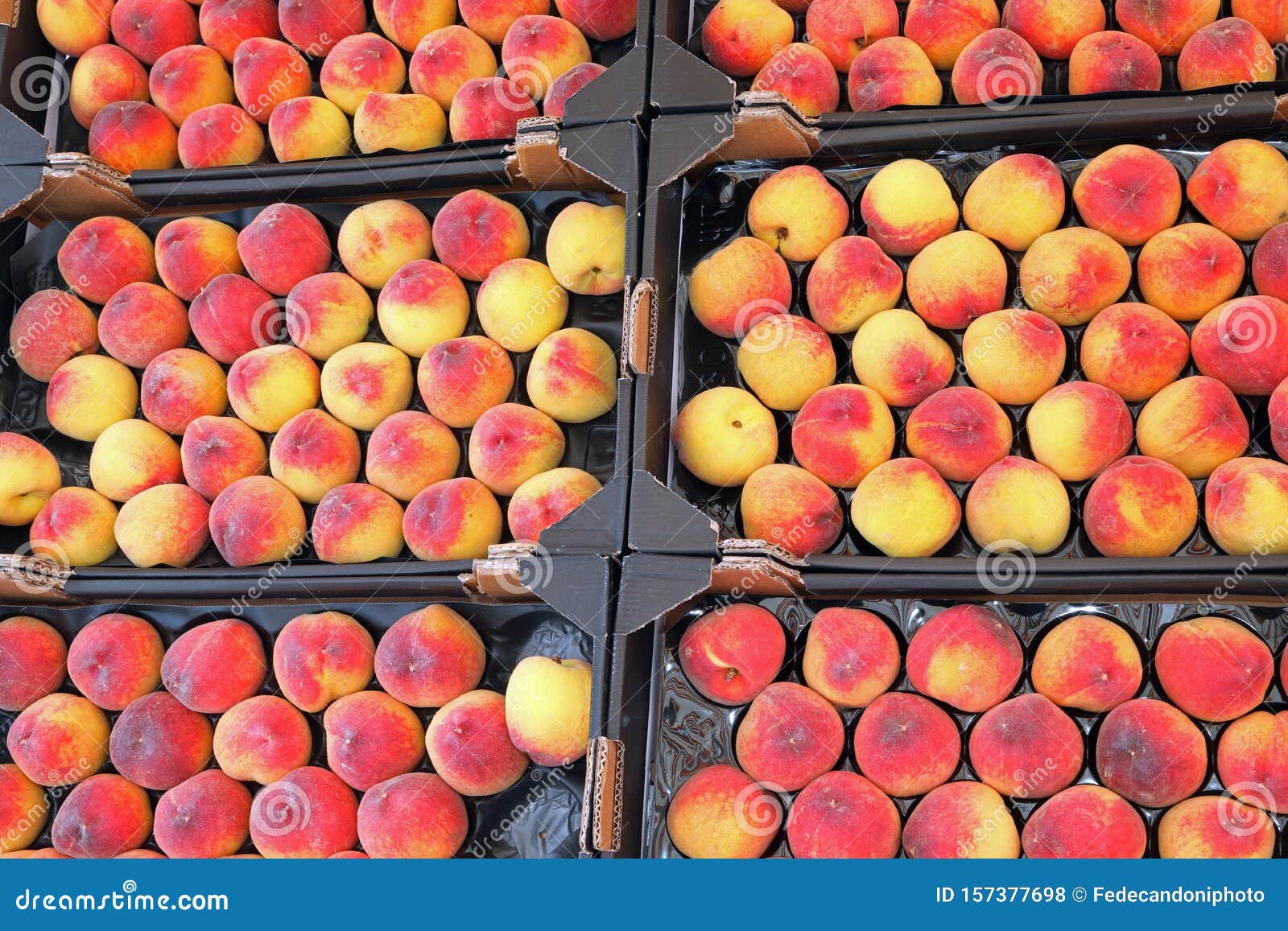 Many Full Boxes of Organic Ripe Peaches Stock Photo - Image of ...