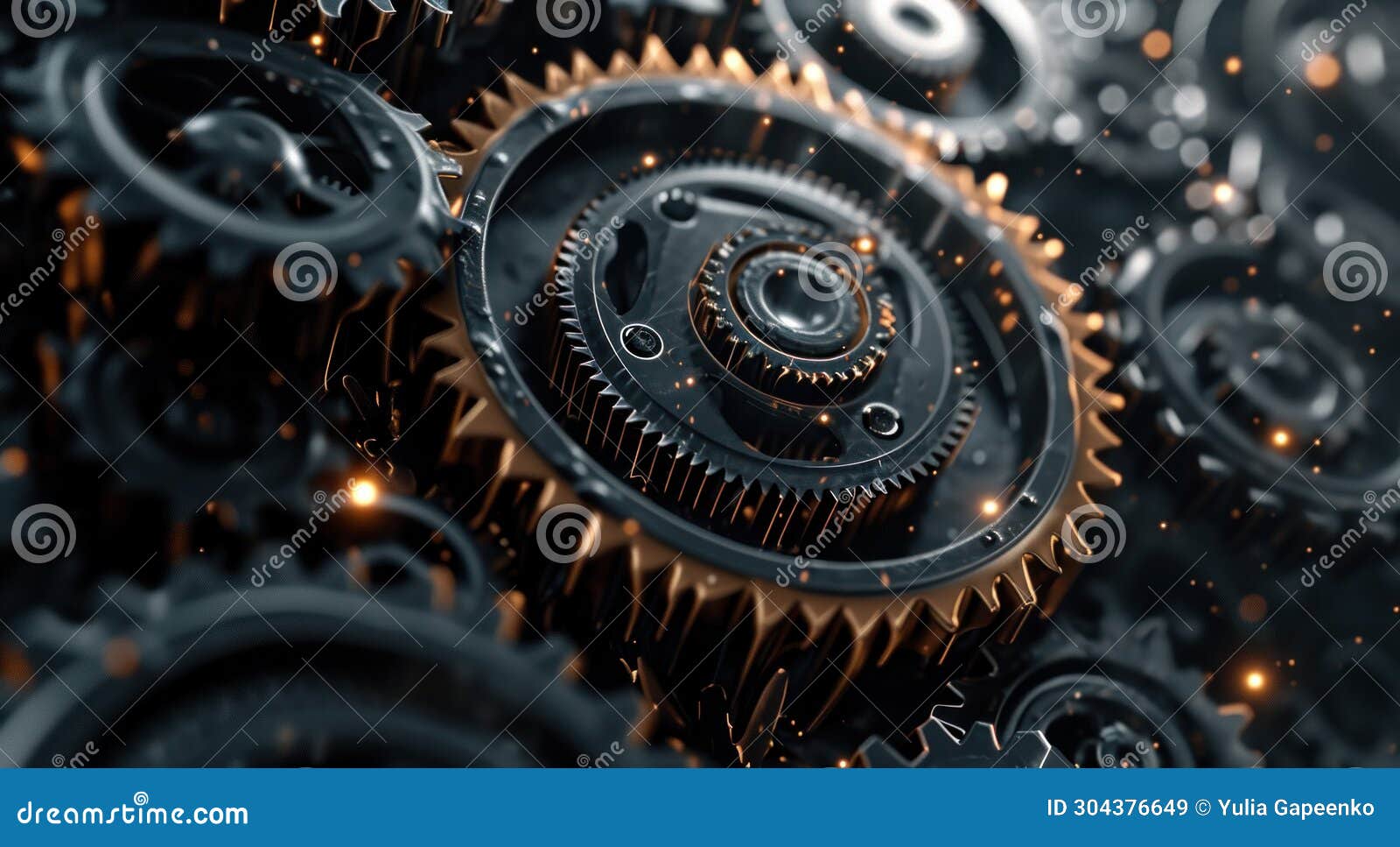 Many Gears Close Up Inside of a Machine. Stock Illustration ...