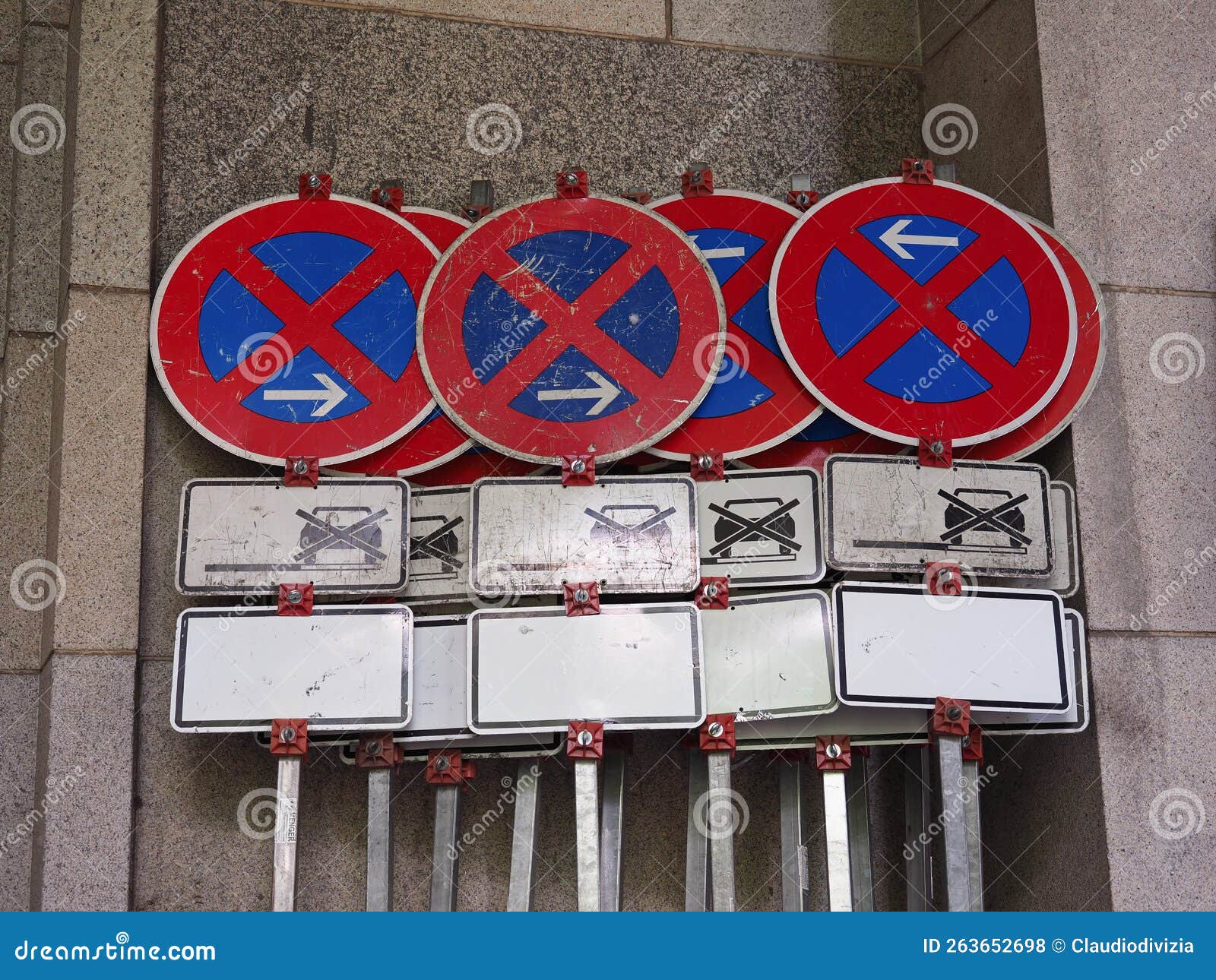 Many German No Stopping Signs Stock Photo - Image of traffic, parking ...