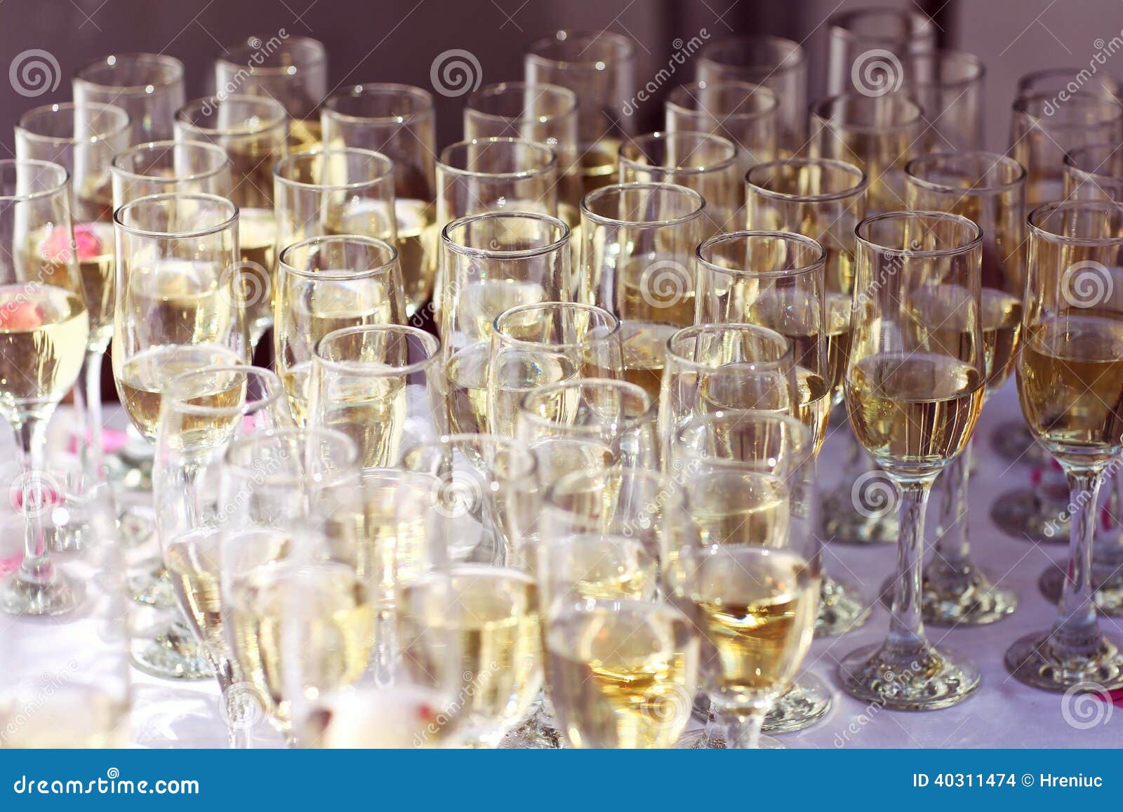 Many Glasses of Wine on Table or Champagne Wedding Event Stock Photo ...