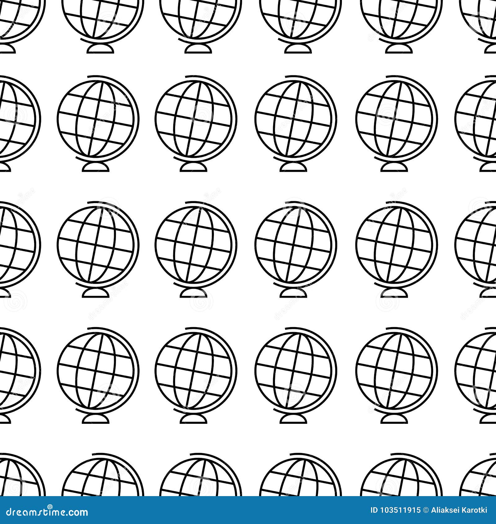 Many Globes on a White Background, Simple Seamless Pattern Stock ...