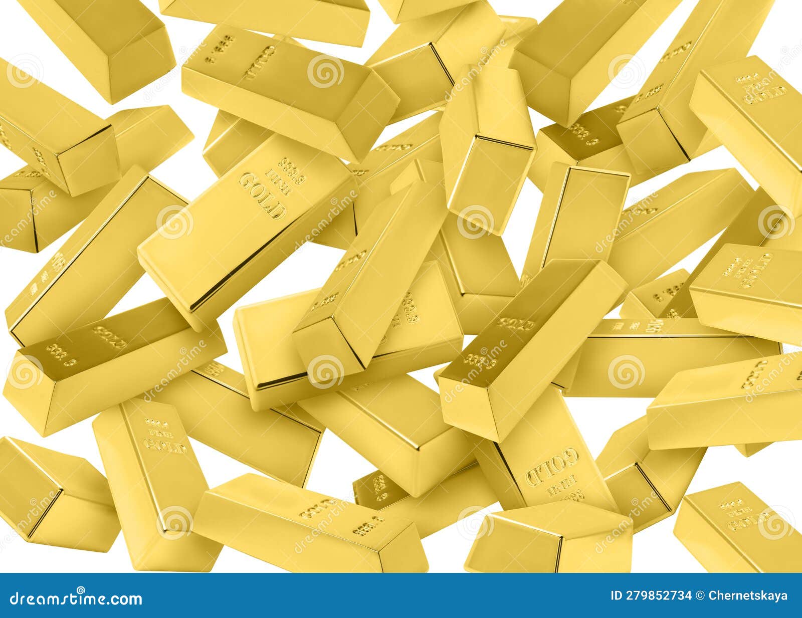 Many Gold Bars Falling on White Background Stock Photo - Image of group ...