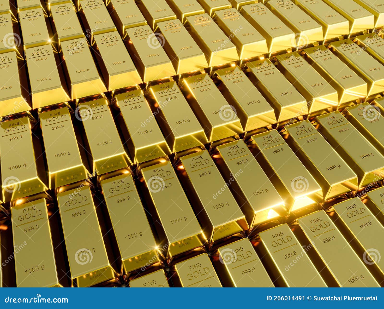 Many Gold Bars or Ingot, 3d Stock Illustration - Illustration of ...