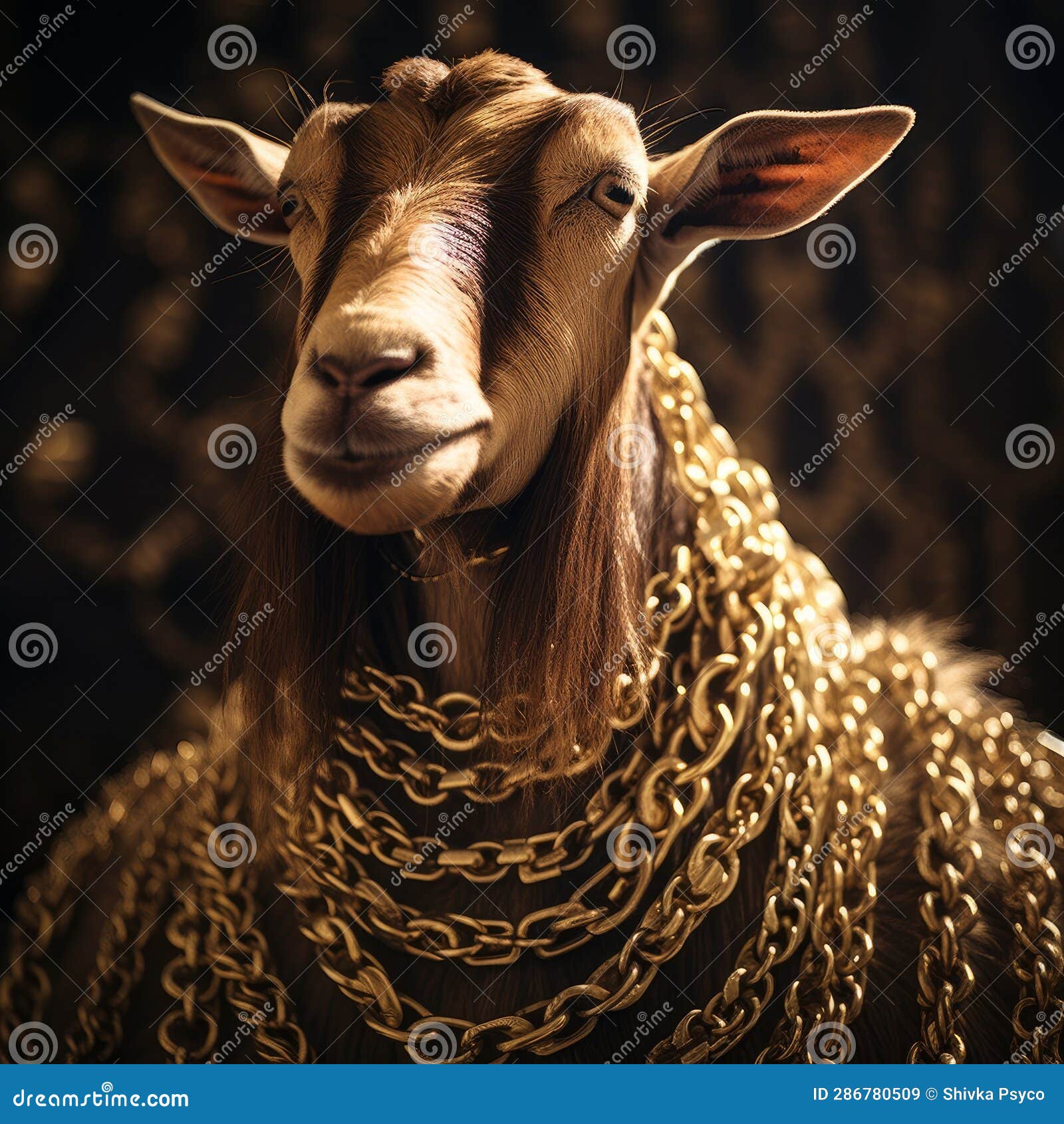 Many Gold Chains in Goat Neck Generative AI Stock Illustration ...