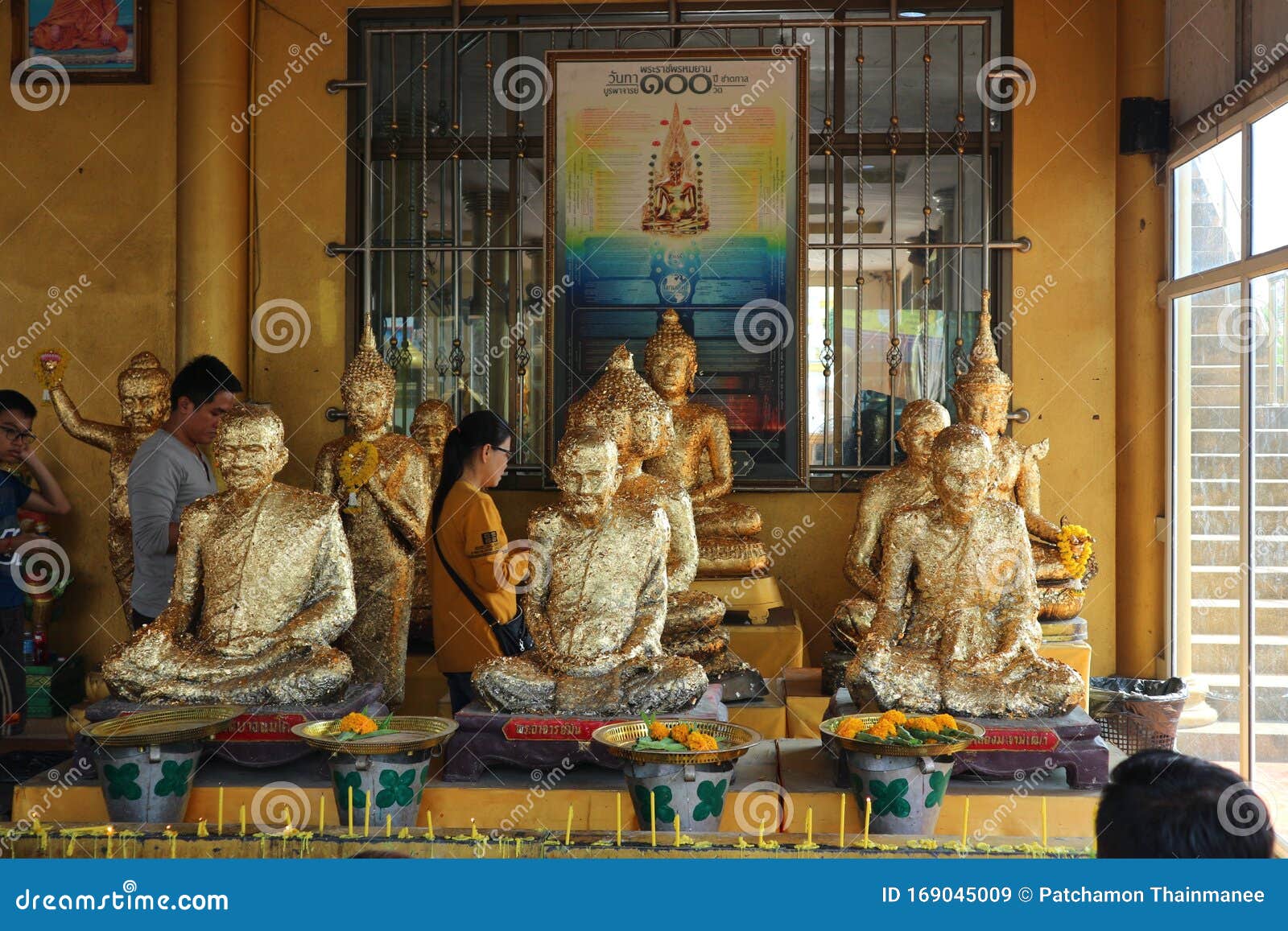 Many Golden Bronze Buddhas in the Thai Temple, the Concept of Making ...