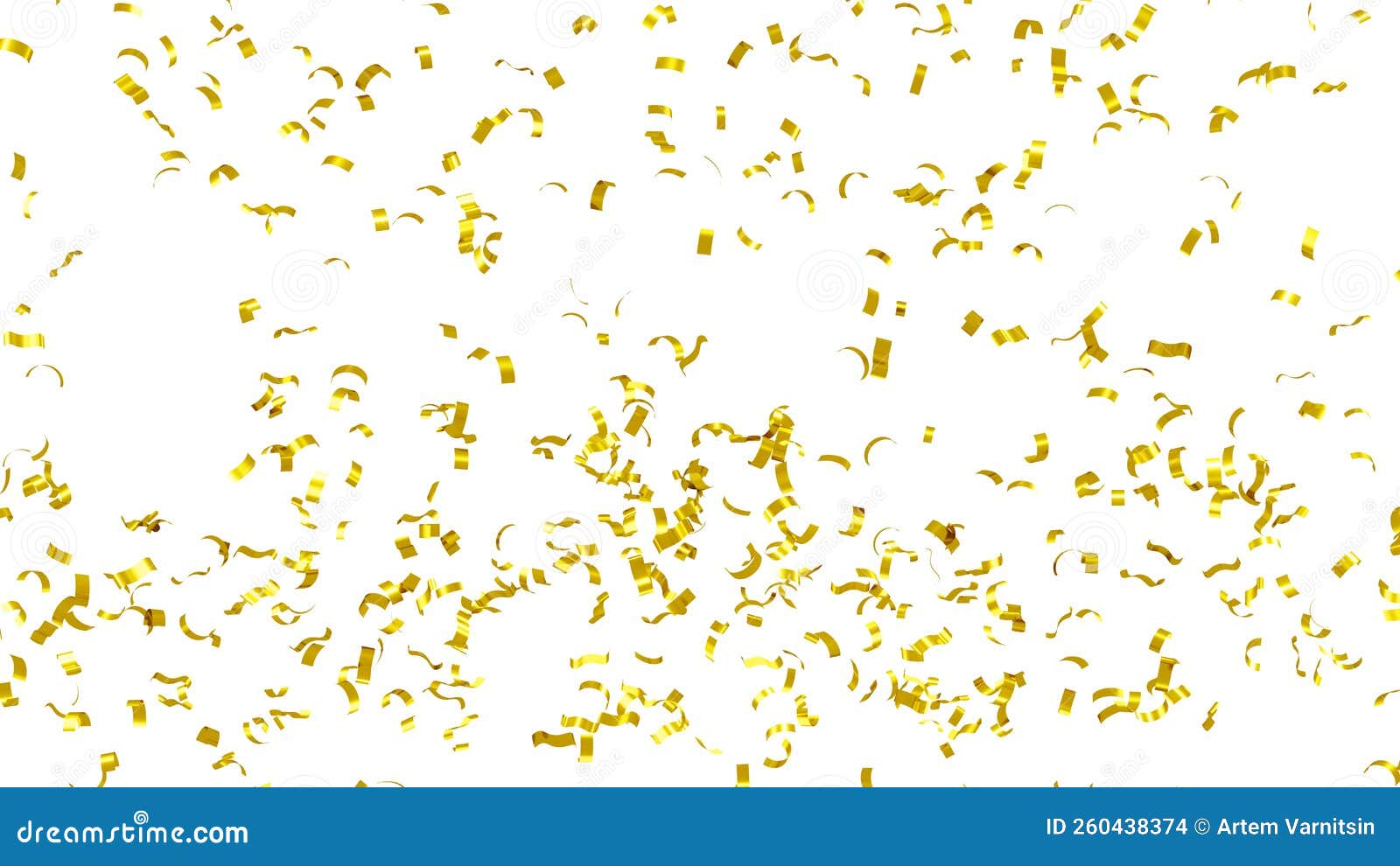 Many of Golden Confetti Falling, 3d Render, 3d Illustration Stock ...