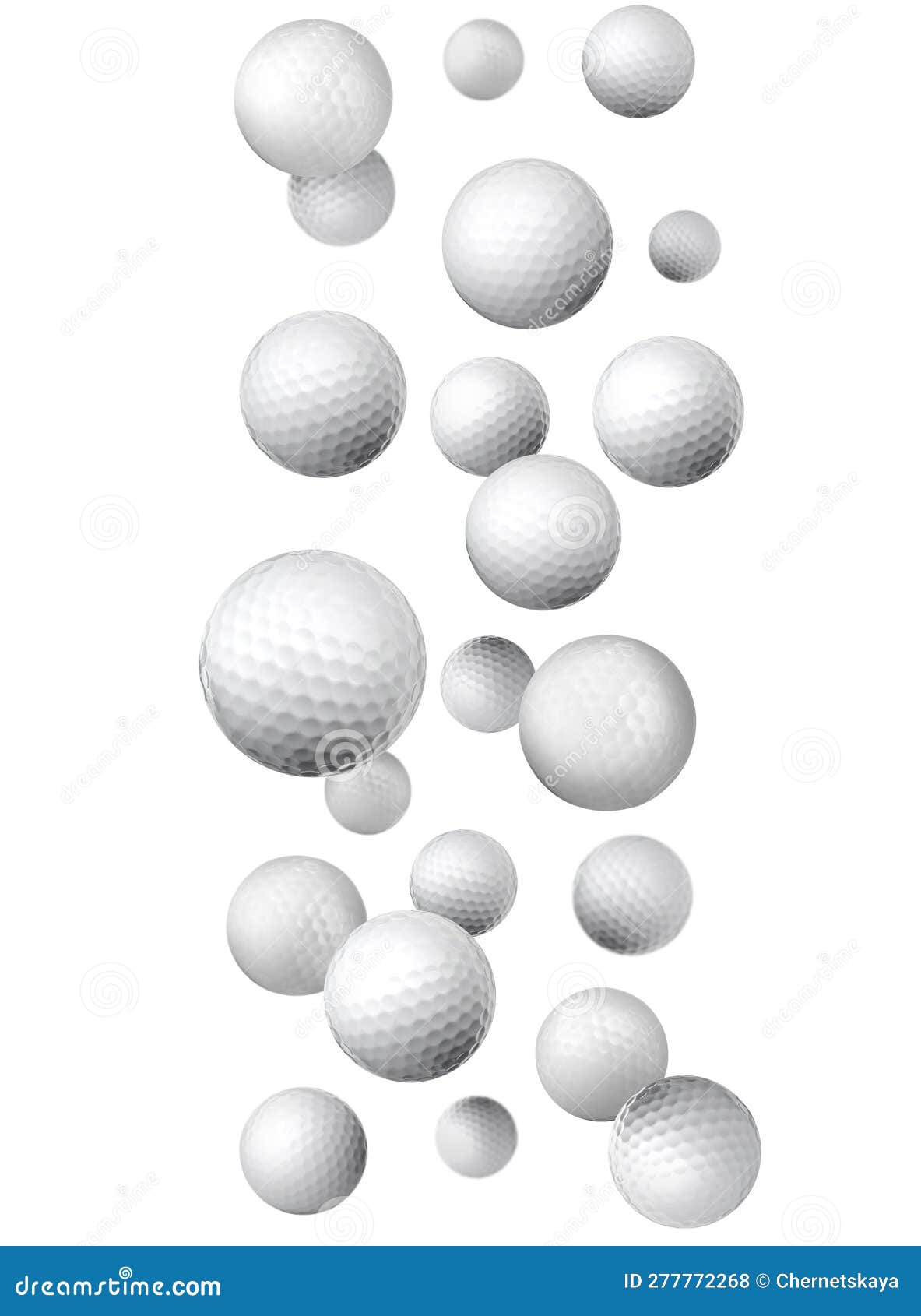 Many Golf Balls Falling on White Background Stock Photo - Image of ...