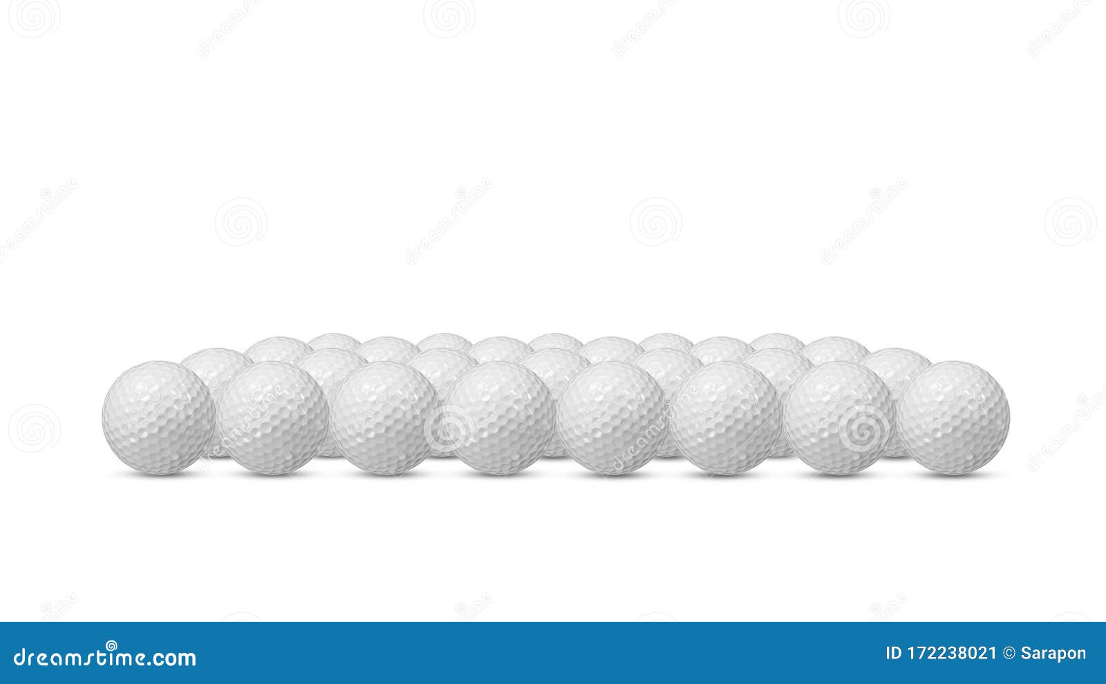 Many Golf Balls Isolated on White Background Stock Illustration ...